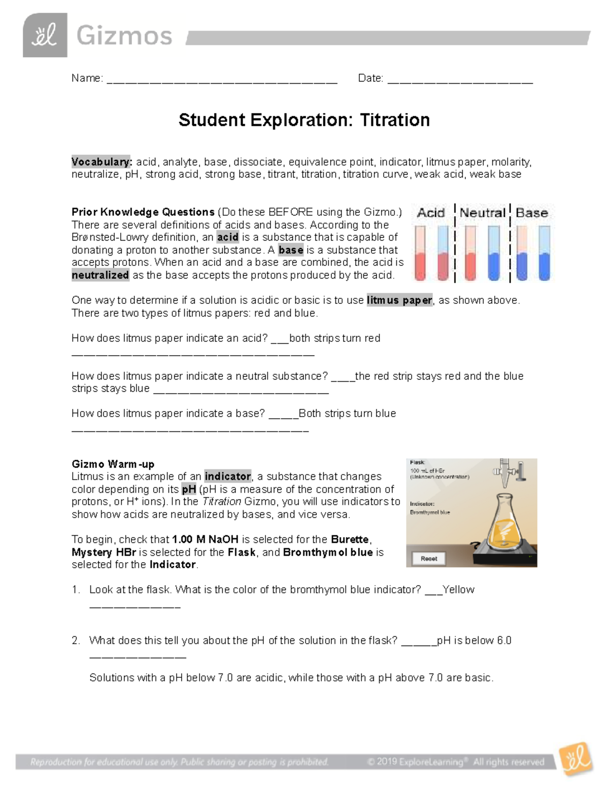 Titration Vocabulary and Acid-Base Interactions - Studocu