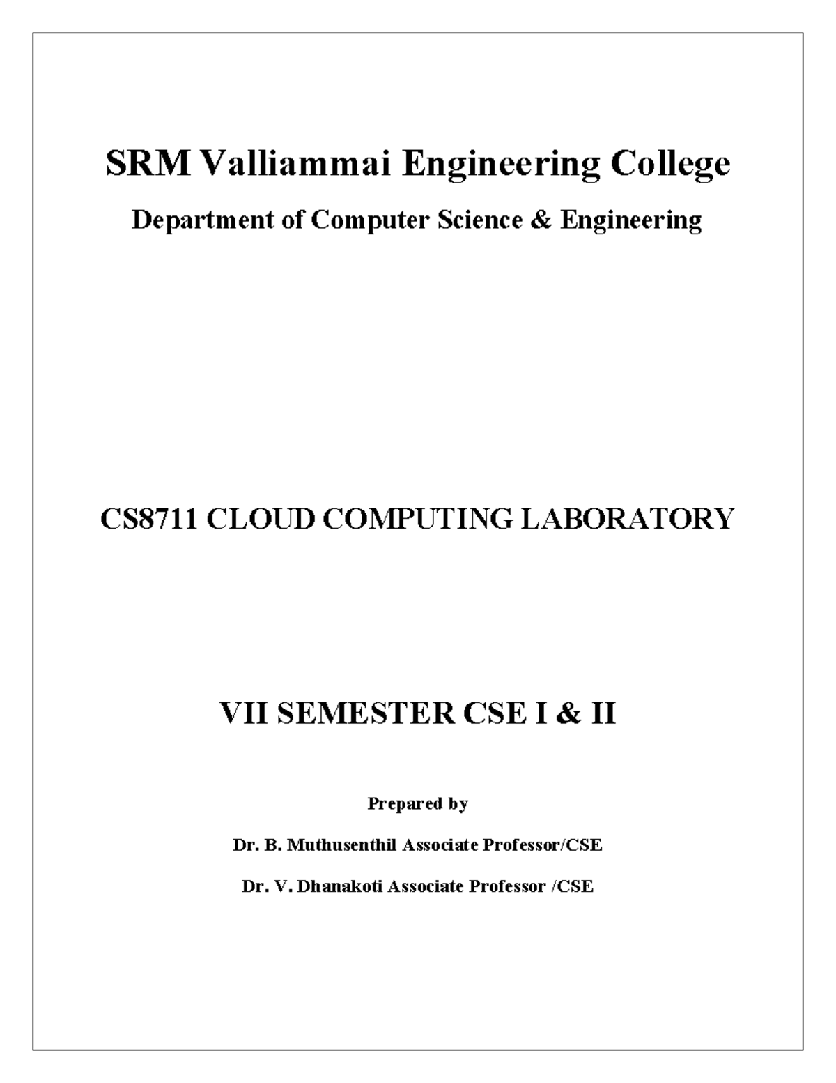 CS8711-Cloud Computing Lab - SRM Valliammai Engineering College Department of Computer Science ...