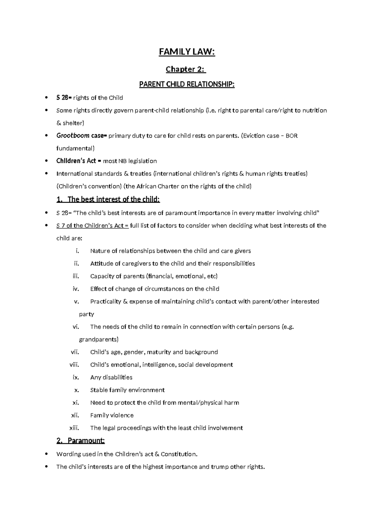 Family LAW Chapter 2 - FAMILY LAW: Chapter 2: PARENT CHILD RELATIONSHIP ...