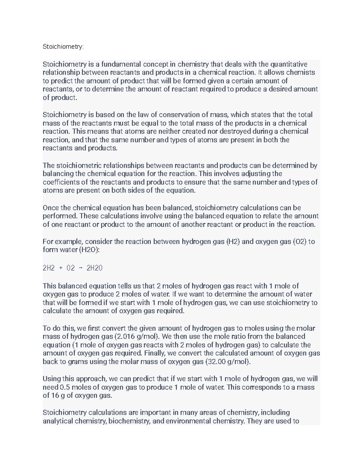 Stoichiometry - Stoichiometry: Stoichiometry is a fundamental concept ...