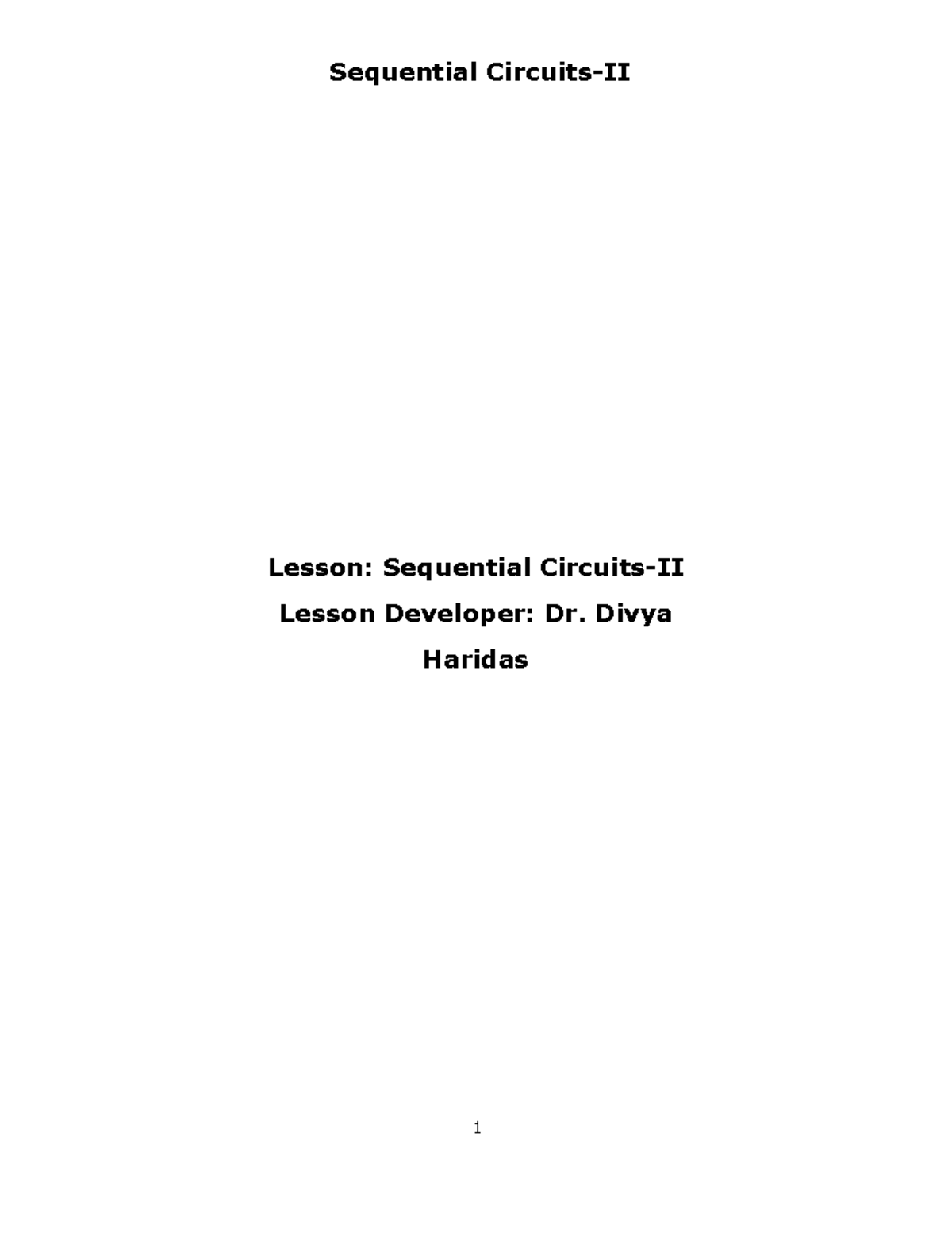 Sequential Circuits-II - Sequential Circuits-II 1 Lesson: Sequential Circuits-II Lesson ...