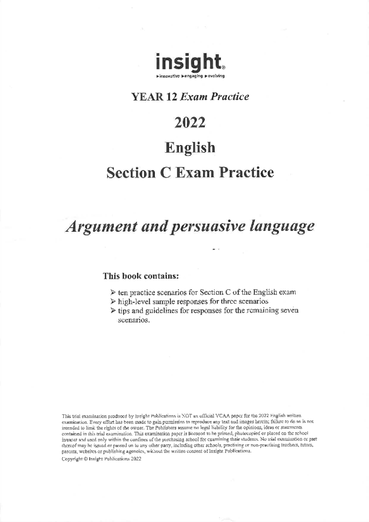 Practice English Exam Section C - insight. R innovative engaging ...