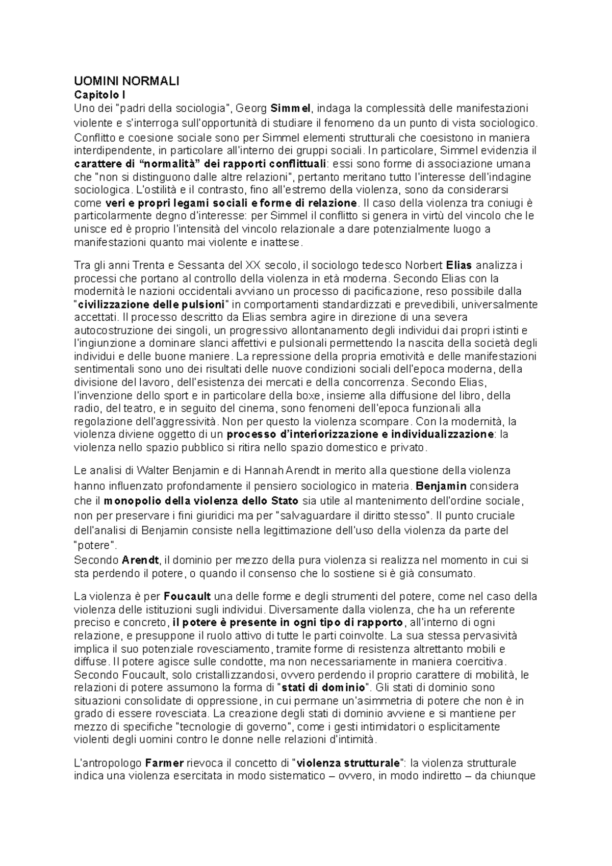 Riassunto "Uomini Normali" di Cristina Oddone - UOMINI NORMALI Capitolo ...