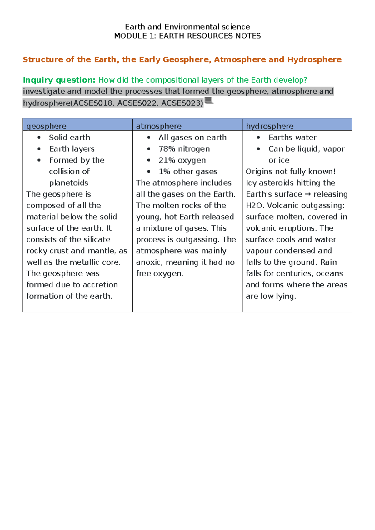 Earth and Environmental science notes prelims - Earth and Environmental ...