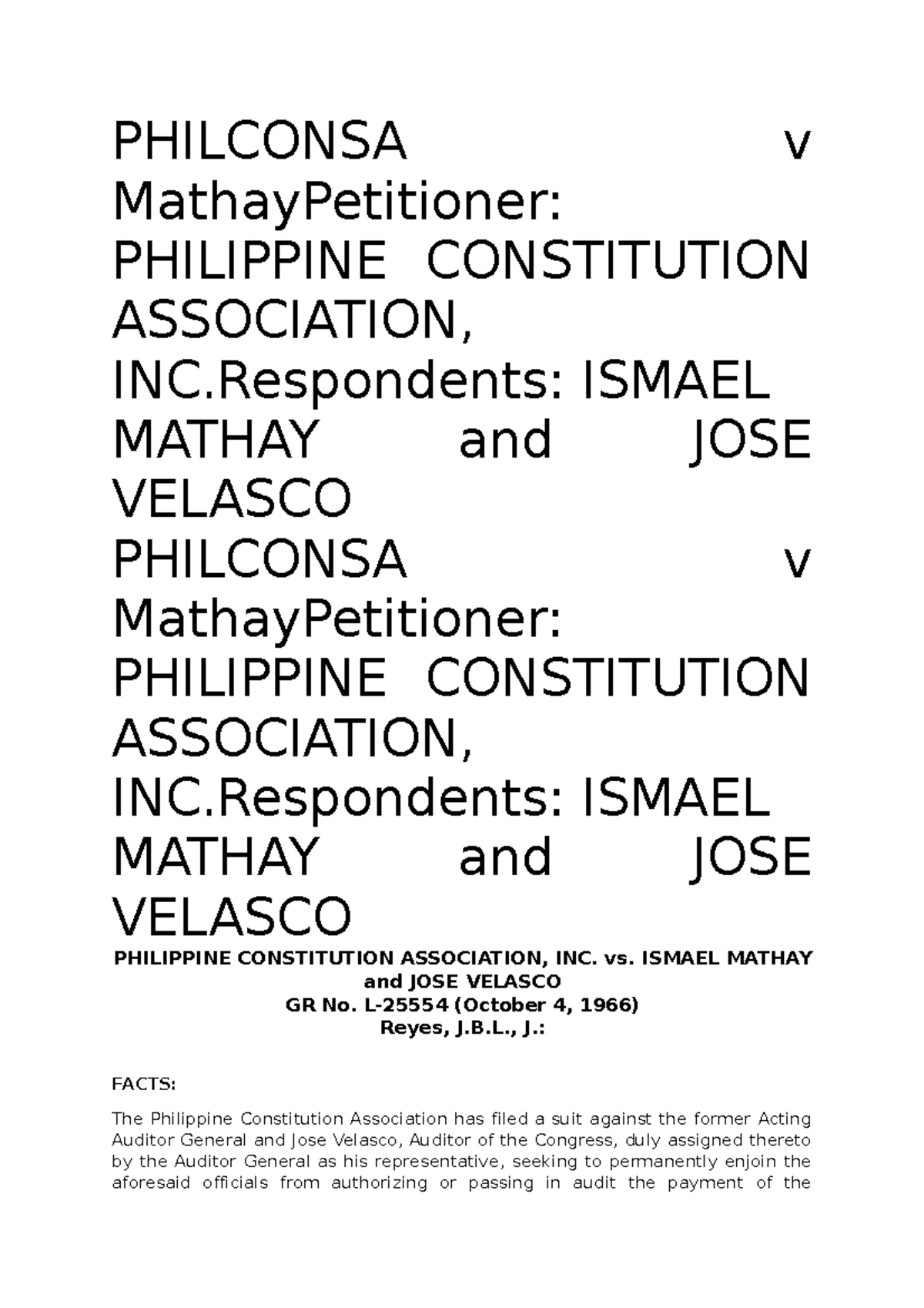 Consti 1 Case Digests (Session 12) - PHILCONSA v MathayPetitioner ...