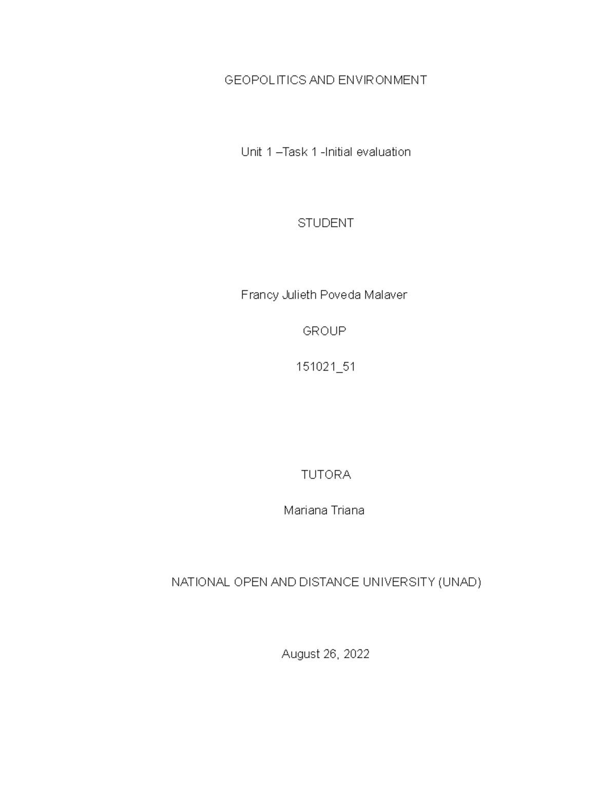 Geopolitics AND Environment- Unit 1 - GEOPOLITICS AND ENVIRONMENT Unit ...