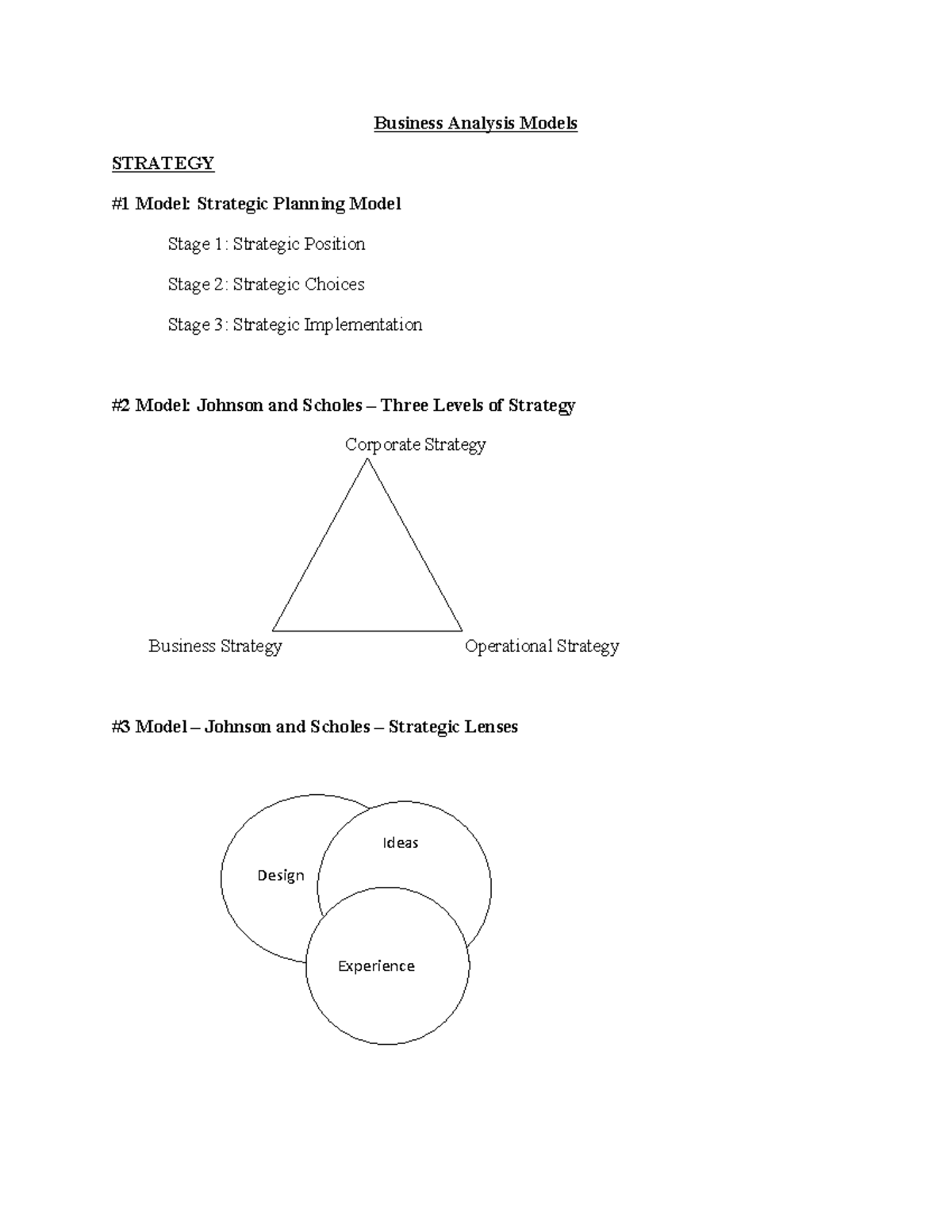 Business Analysis Models - Business Analysis Models STRATEGY #1 Model ...