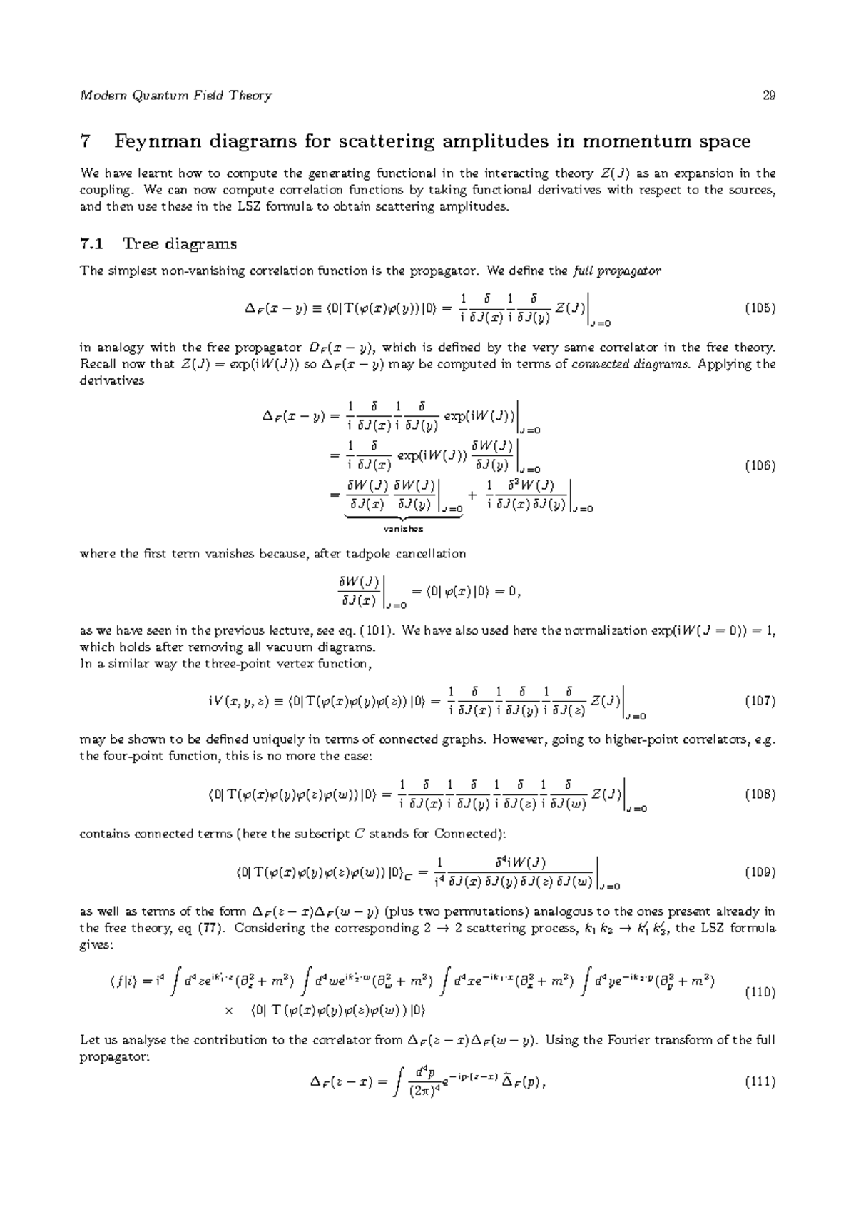 Notes 7 & 8 - 2015/2016 - Modern Quantum Field Theory 7 29 Feynman ...