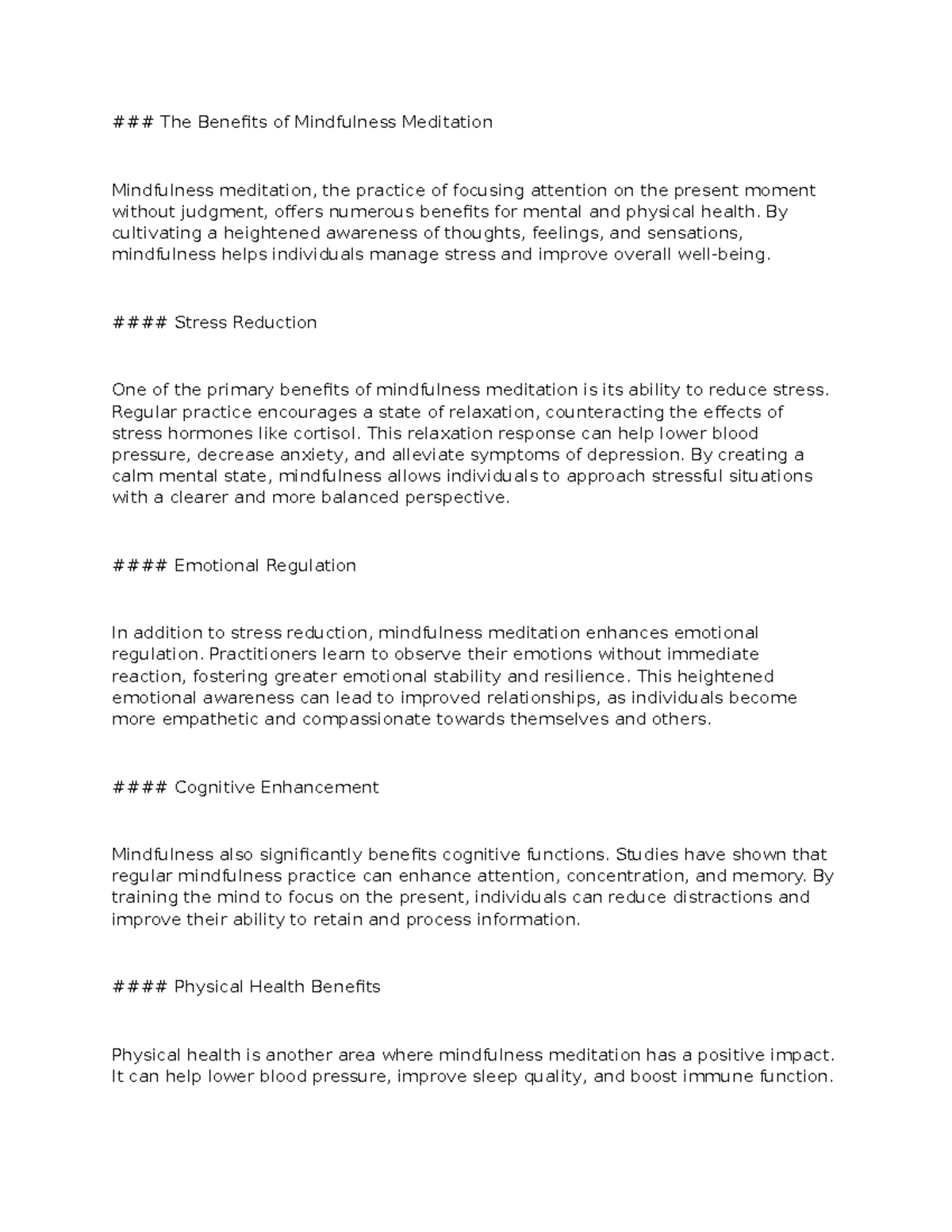 Benefits of Mindfulness Meditation for Health and Well-being - The ...