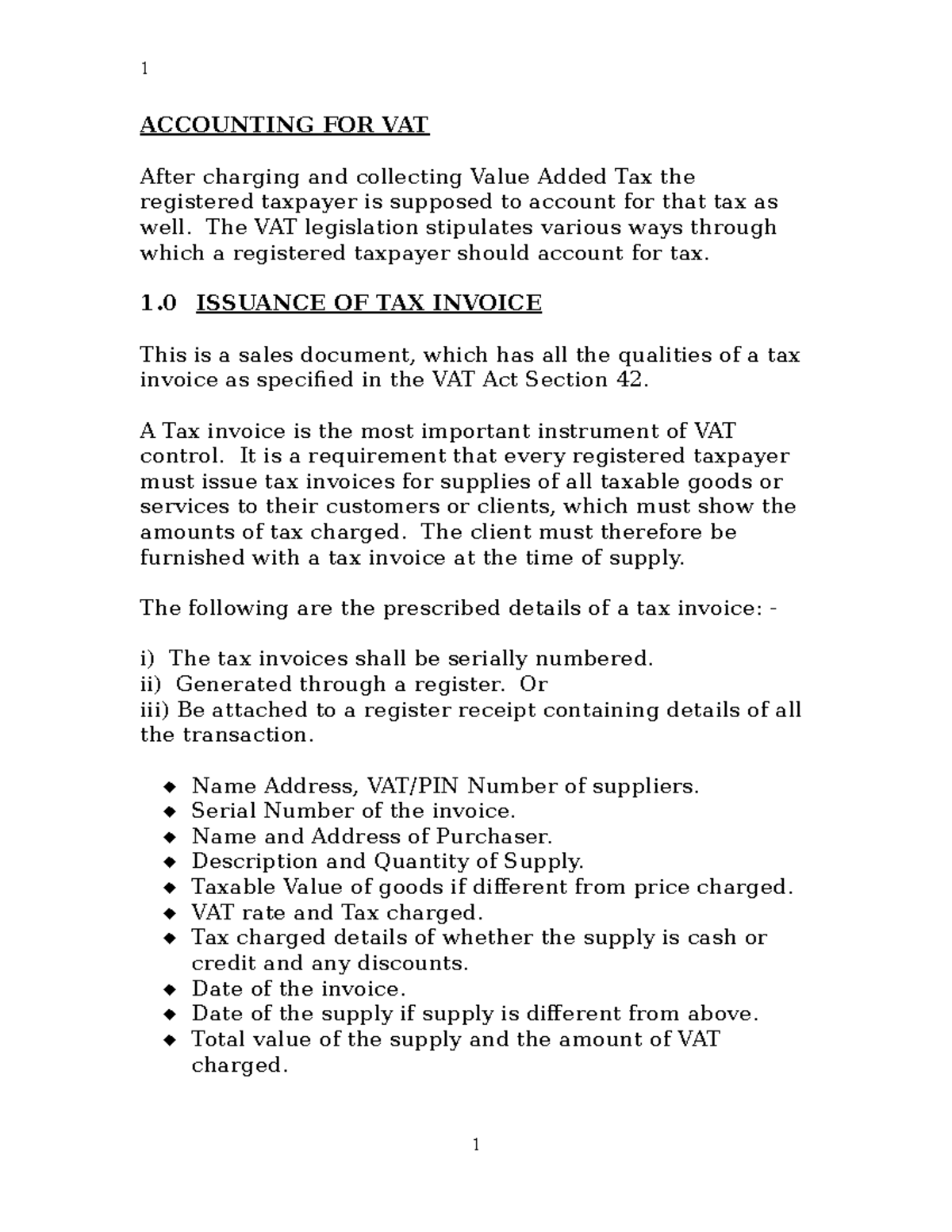 Accounting FOR VAT III - Lecture notes 1 - ACCOUNTING FOR VAT After ...