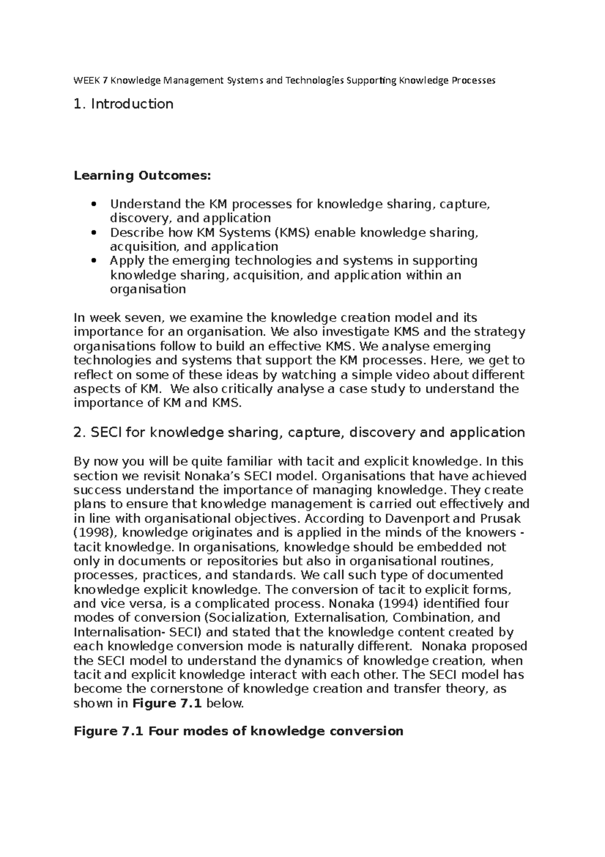 WEEK 7 - Knowledge Management Systems and Technologies Supporting ...