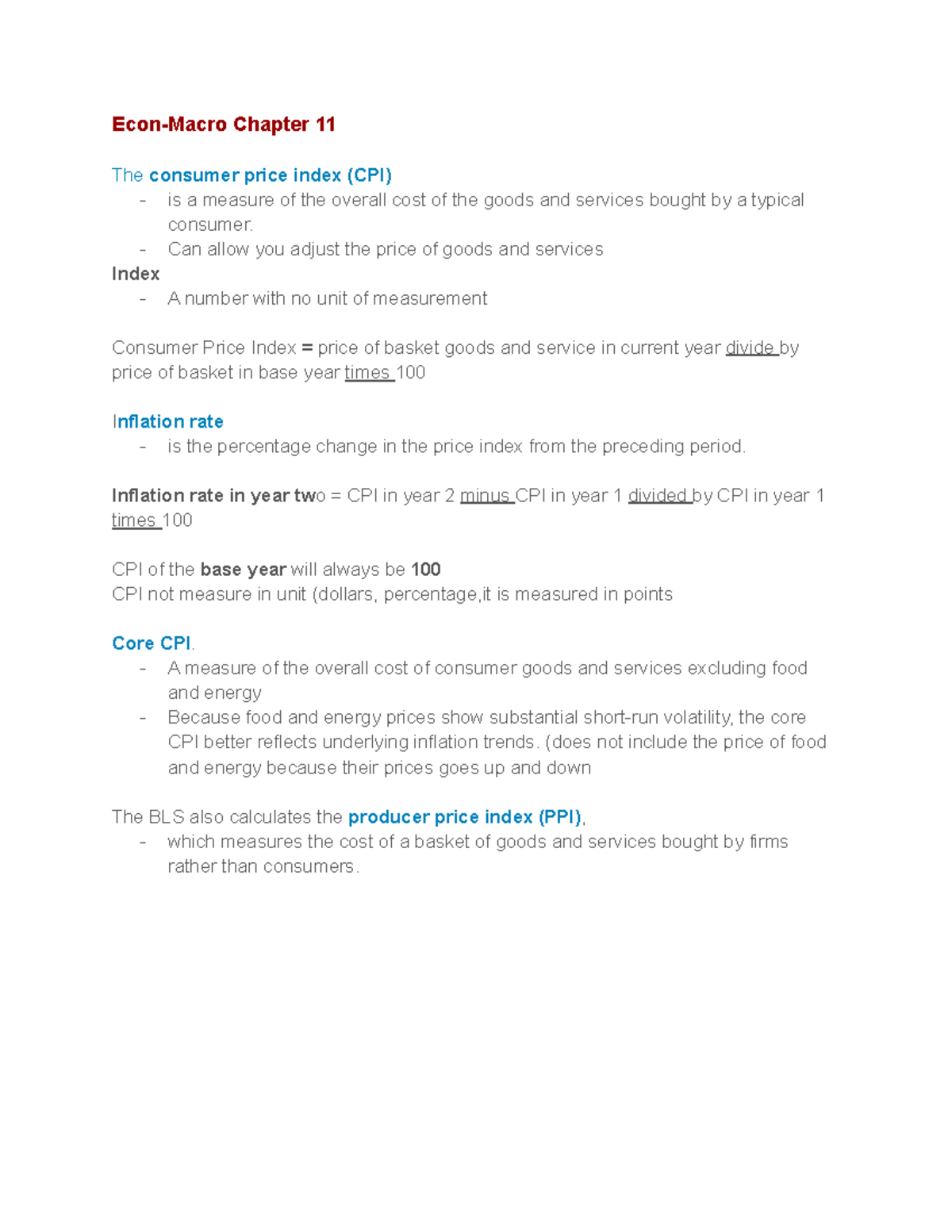 Prin of Economics - Macro Consumer Price Index - Econ-Macro Chapter 11 ...