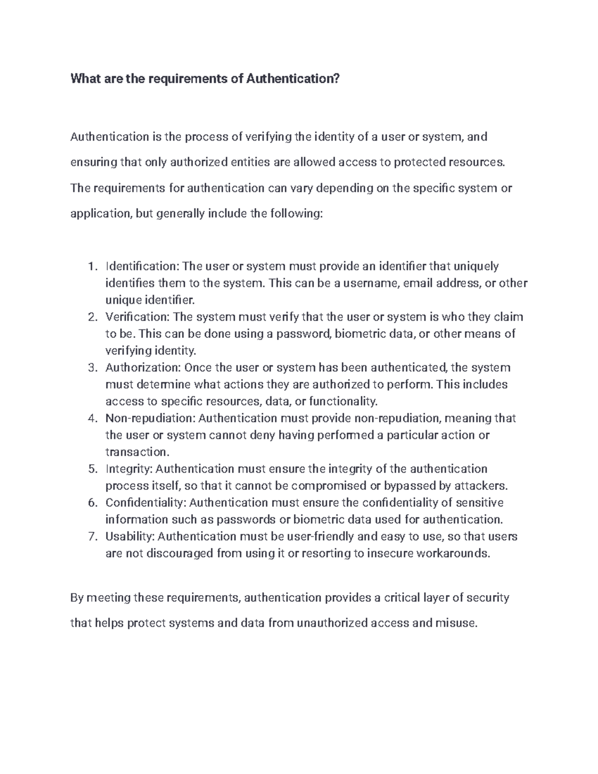 What are the requirements of Authentication - What are the requirements ...