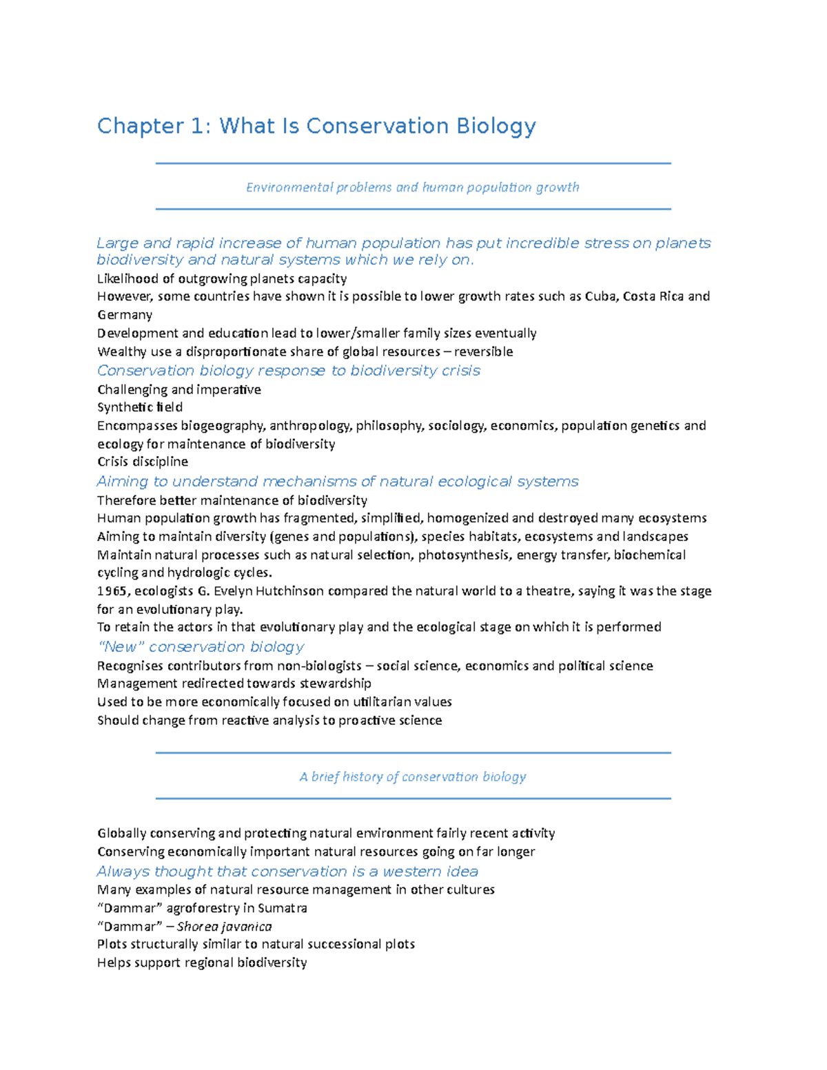 Chapter 1 conservation biology - Chapter 1: What Is Conservation ...