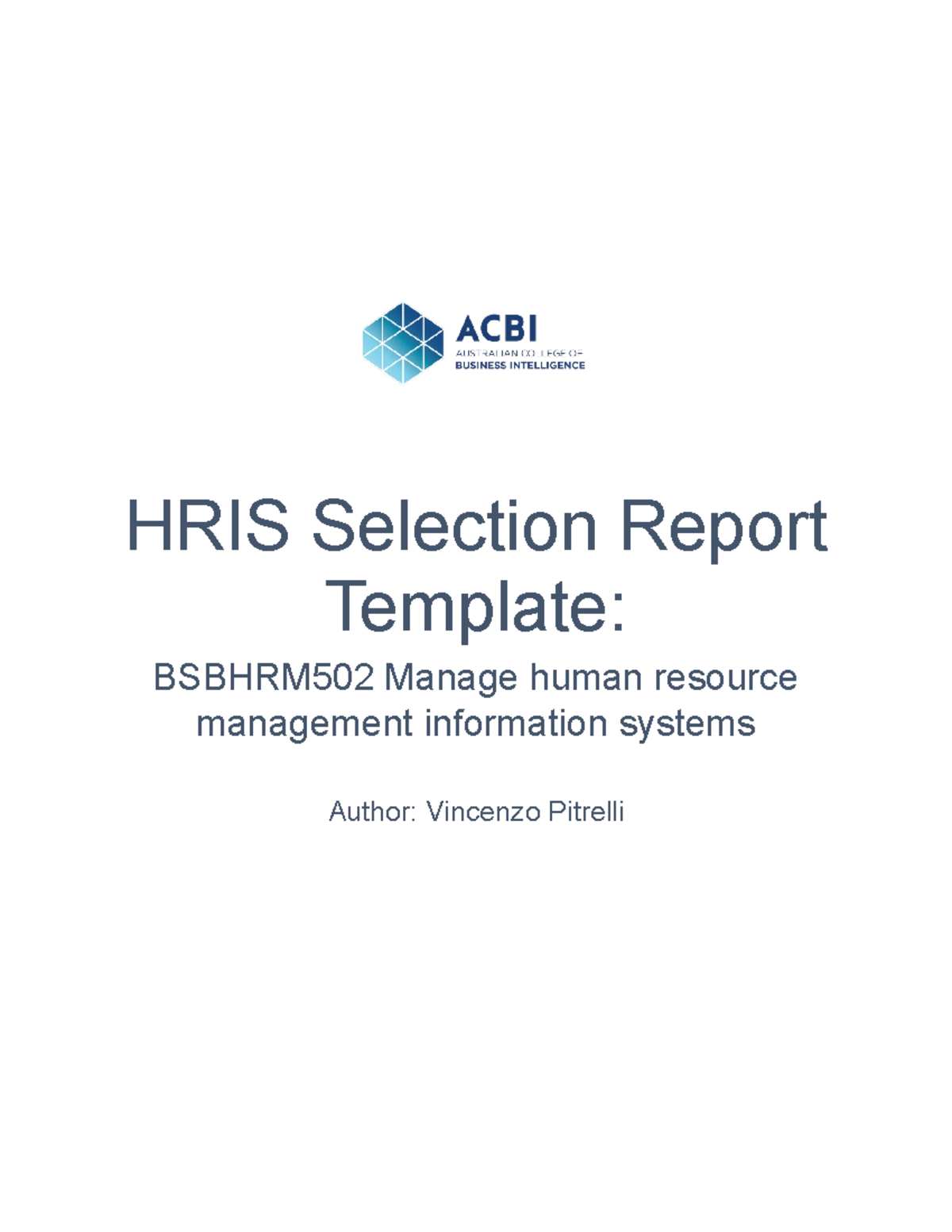 C - HRIS Selection Report Template - HRIS Selection Report Template ...