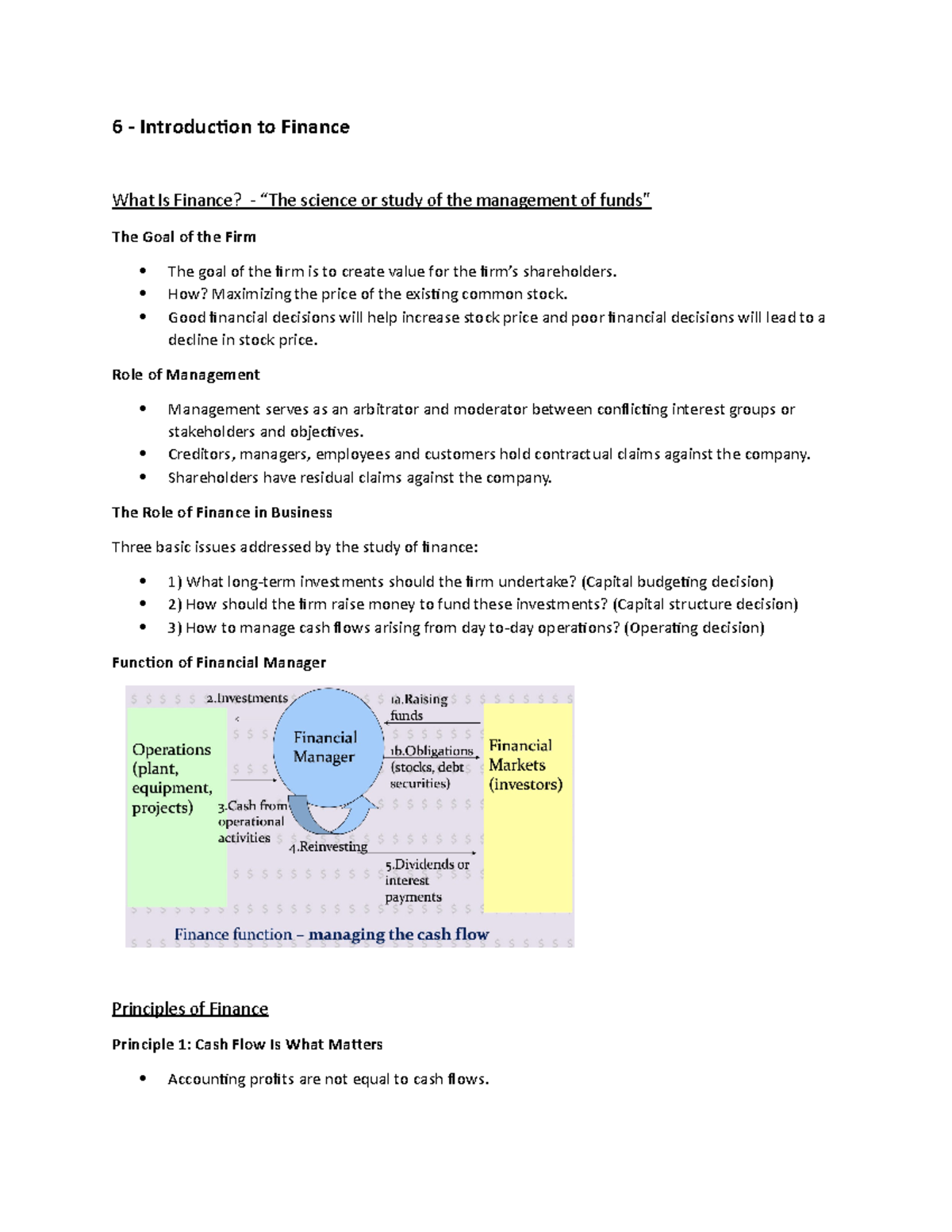 Lesson 6 - Introduction to Finance - 6 - Introduction to Finance What ...