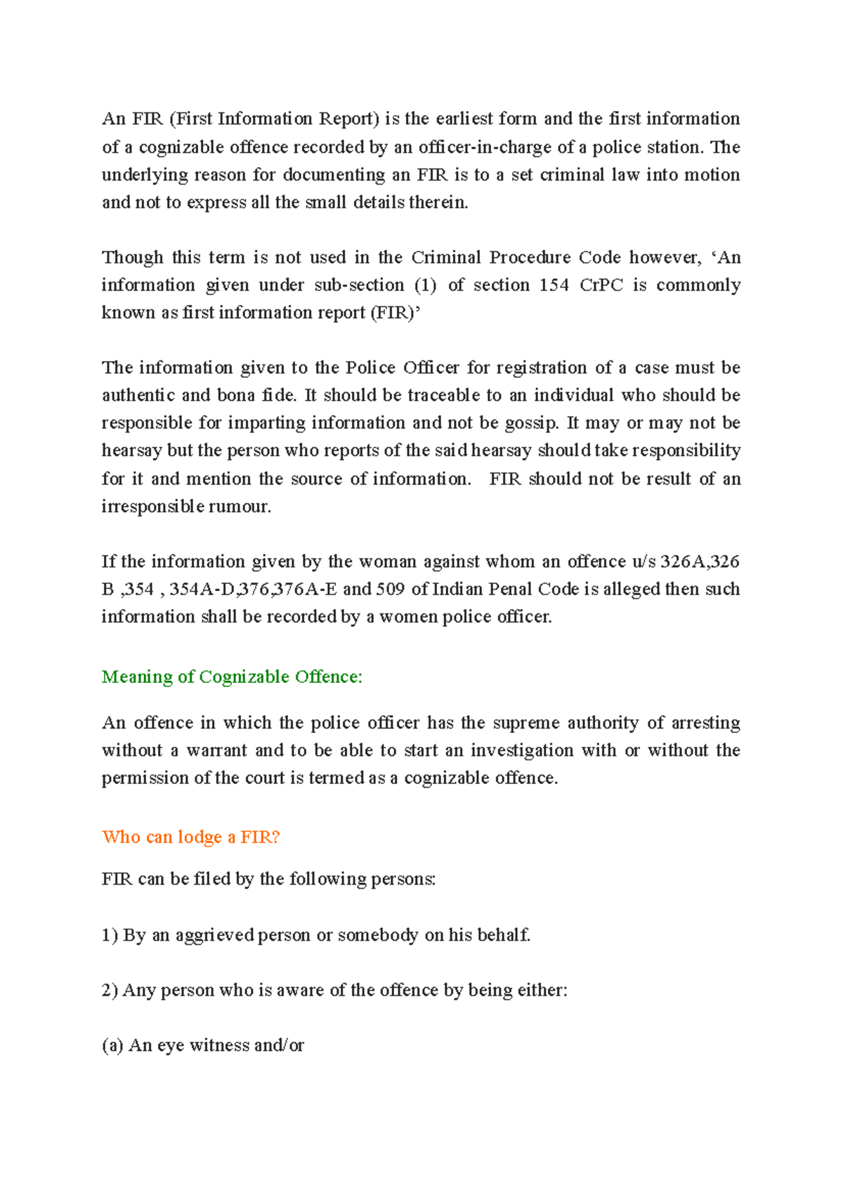 An FIR - Dr. Alok Verma - An FIR (First Information Report) is the ...