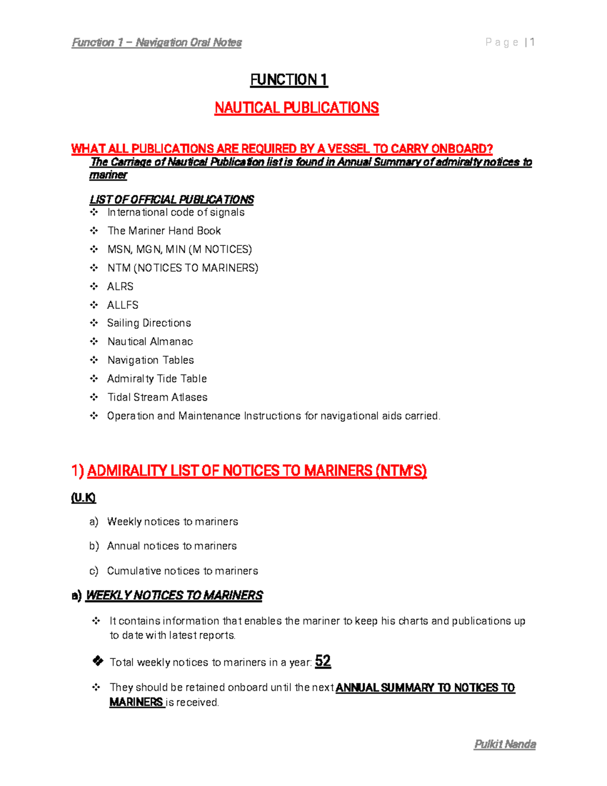 F1- Pulkit Nanda - FUNCTION NAUTICALPUBLICATIONS - Studocu F1- Pulkit Nanda - FUNCTION NAUTICALPUBLICATIONS - Studocu