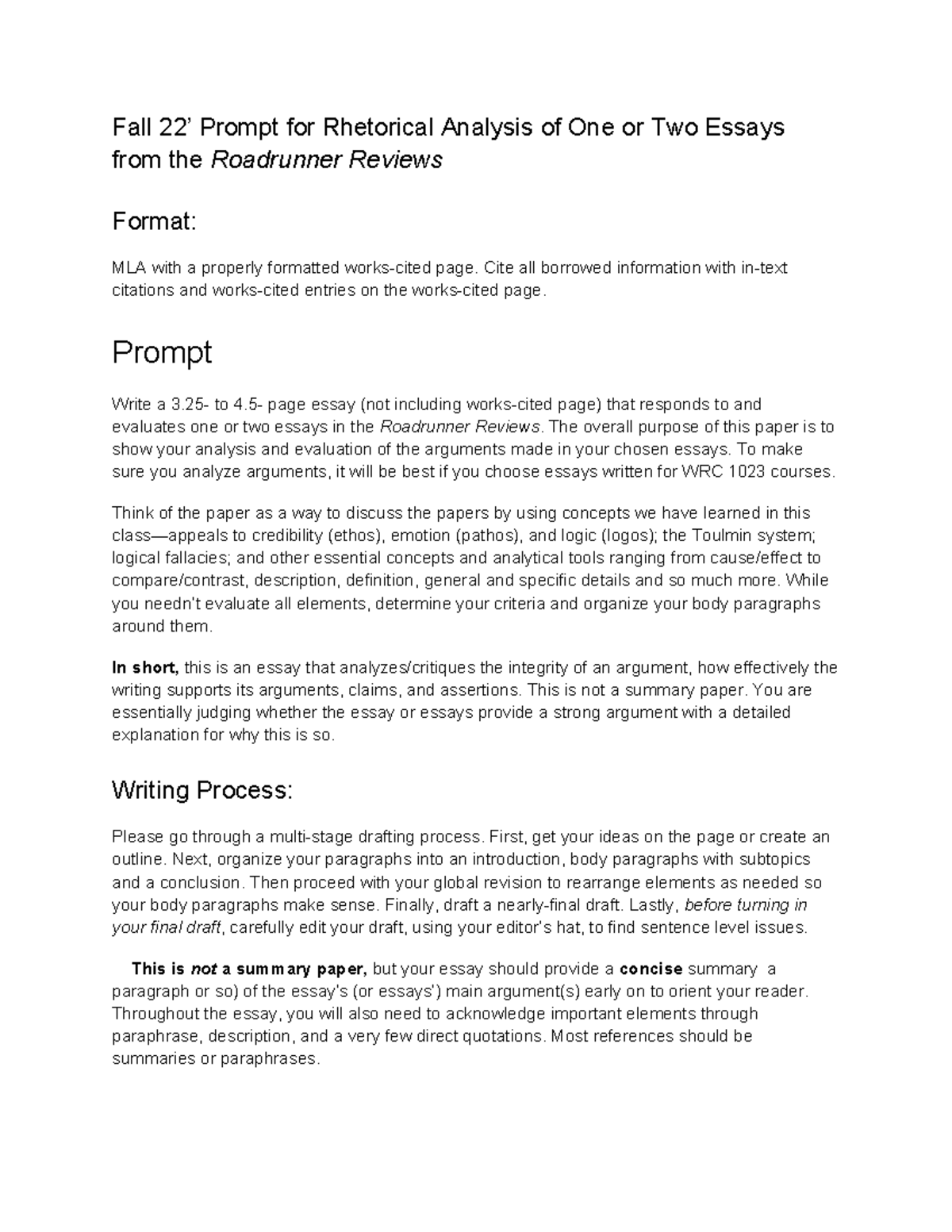 Prompt for rhetorical analysis(1) - Tagged - Fall 22’ Prompt for ...