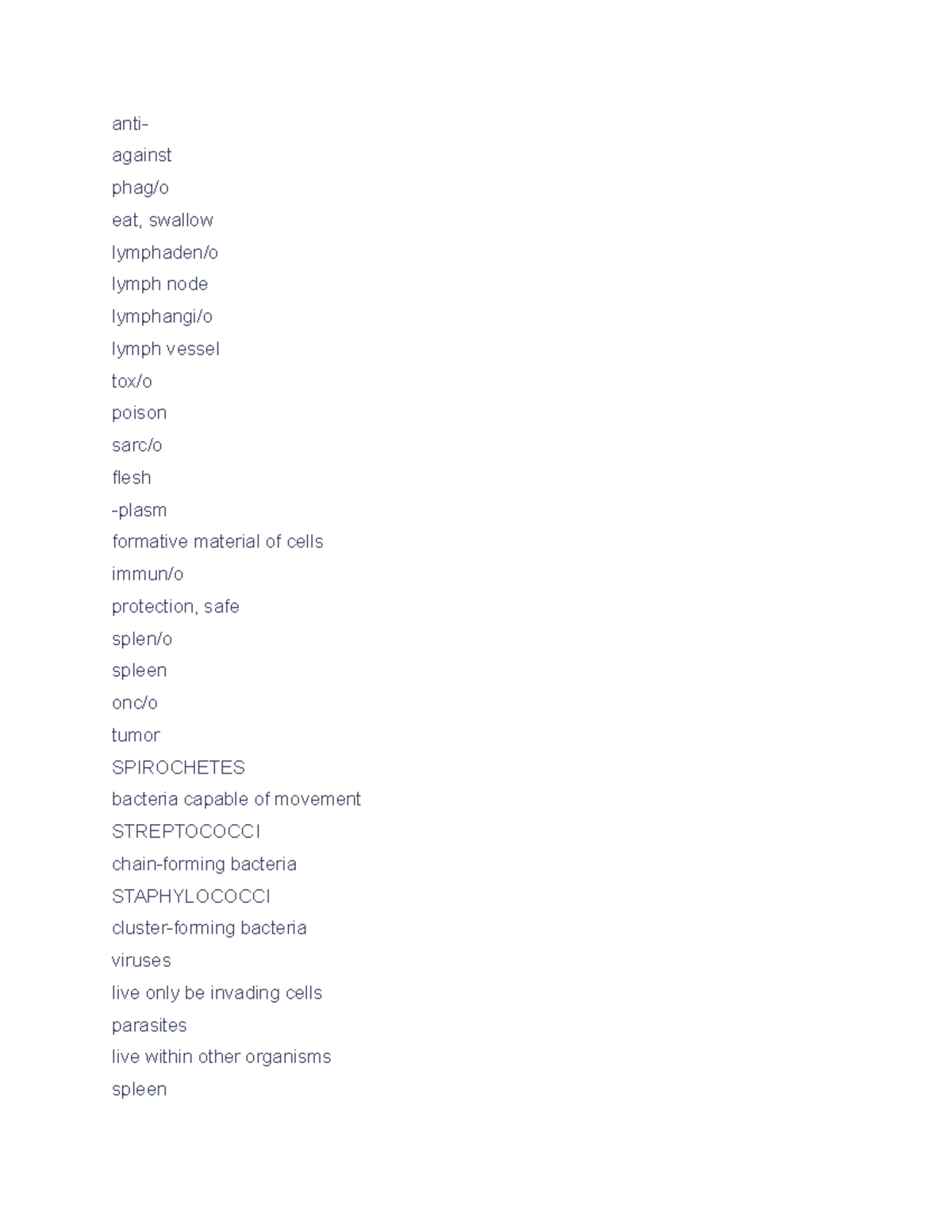 Medical terminology vocabulary chapter 6 - anti- against phag/o eat ...