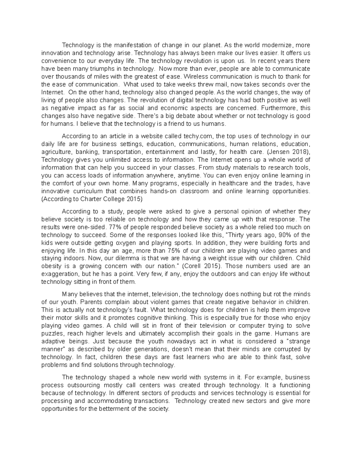 Eapp position papaer - Technology is the manifestation of change in our ...