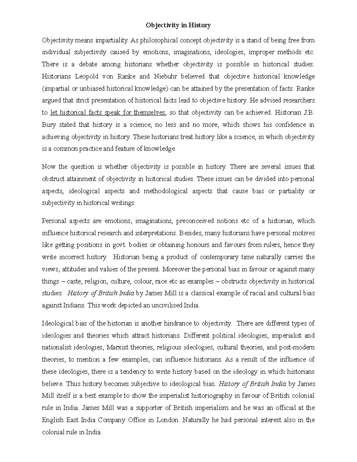 Objectivity 1 Lecture Note Objectivity In History Objectivity Means objectivity-1-lecture-note-objectivity-in-history-objectivity-means