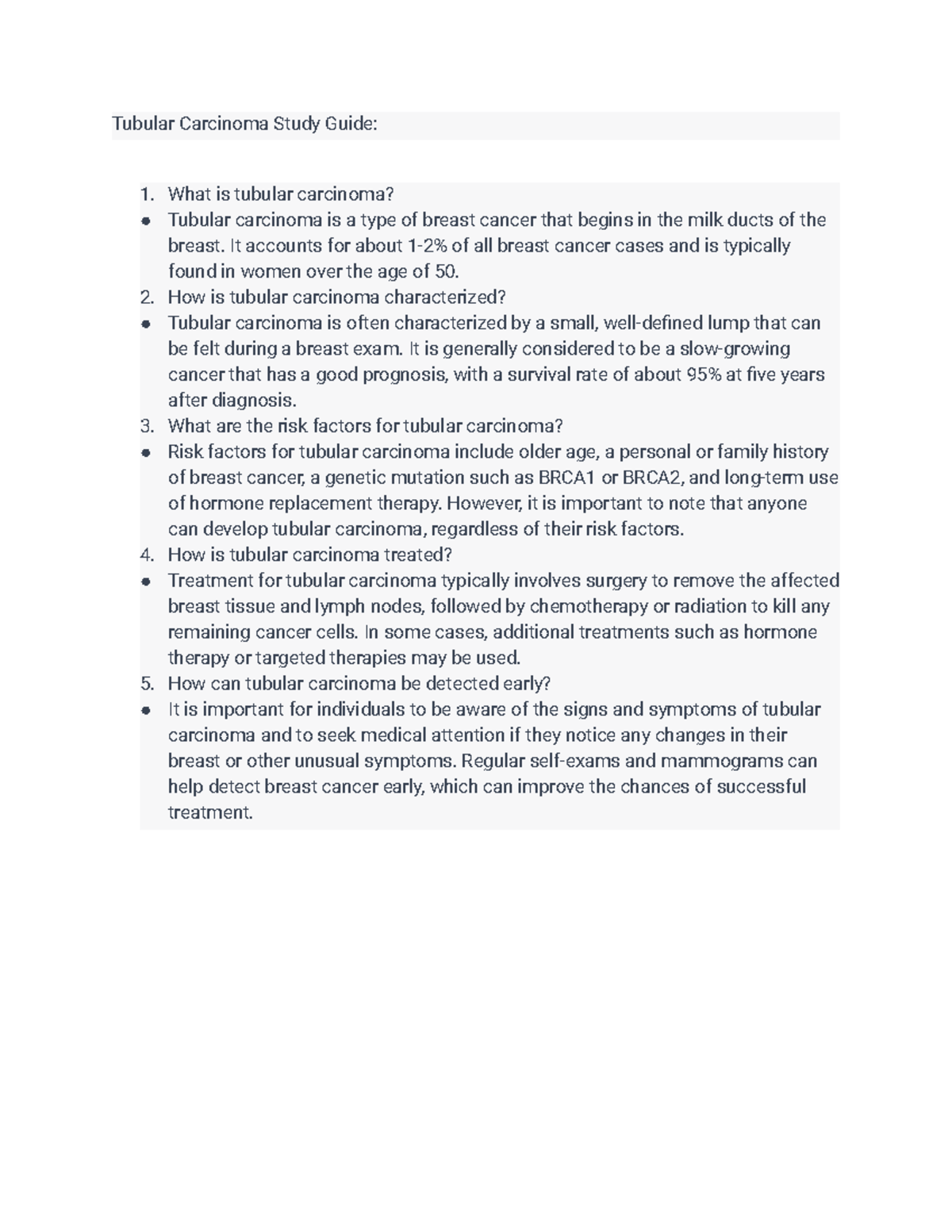 Tubular carcinoma study guide - Tubular Carcinoma Study Guide: What is ...