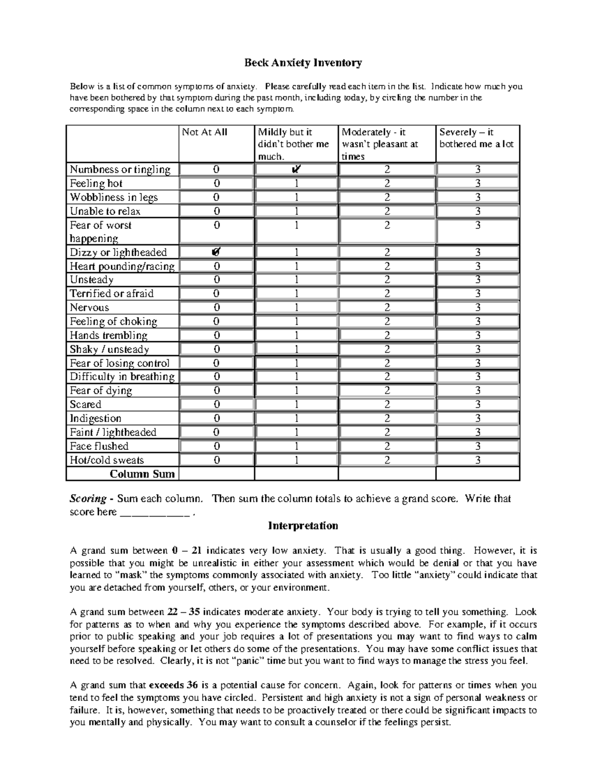 Beck Anxiety Inventory-Ages-14 - Beck Anxiety Inventory Below is a list ...