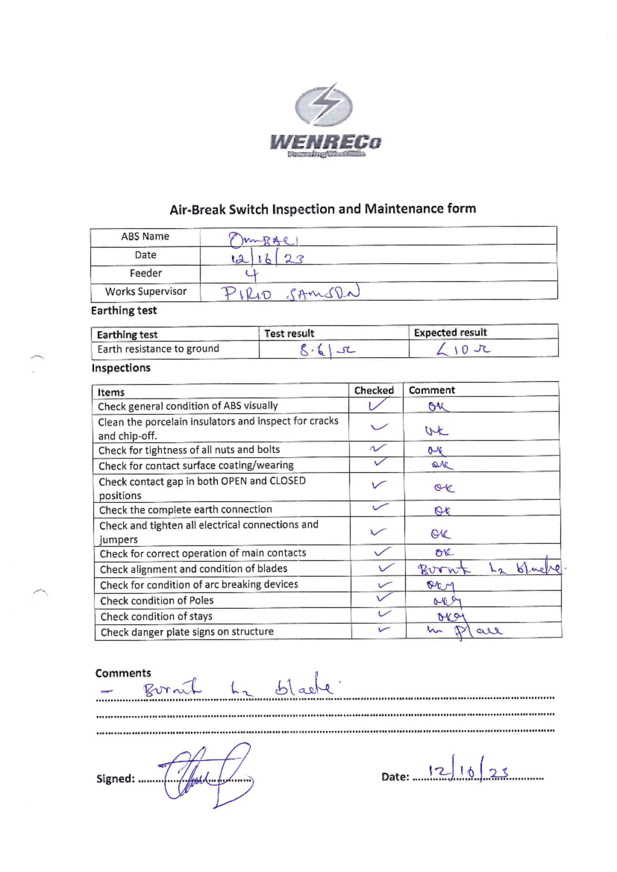 4th quarter ABS inspection sheets - Enfermería Psicosocial - Studocu