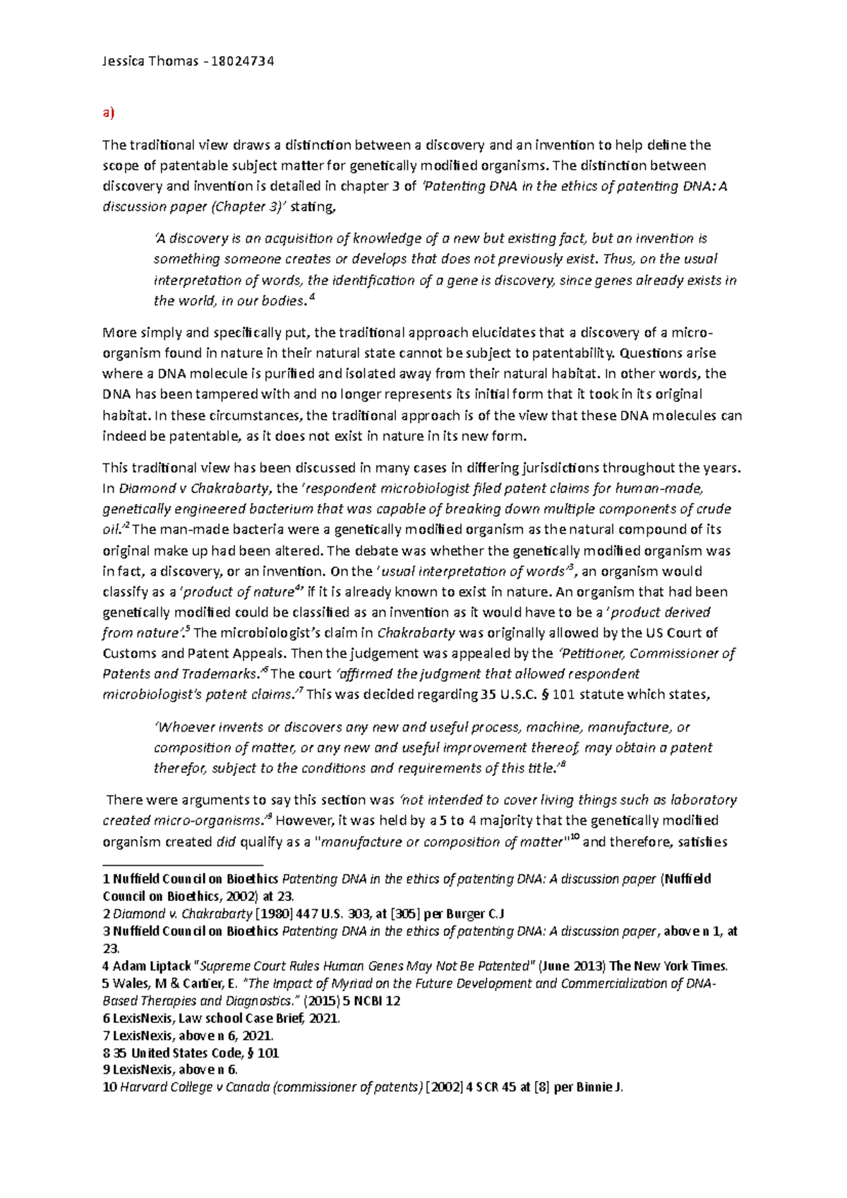 Patents research paper - Problems in Patent Law - AUT - StuDocu