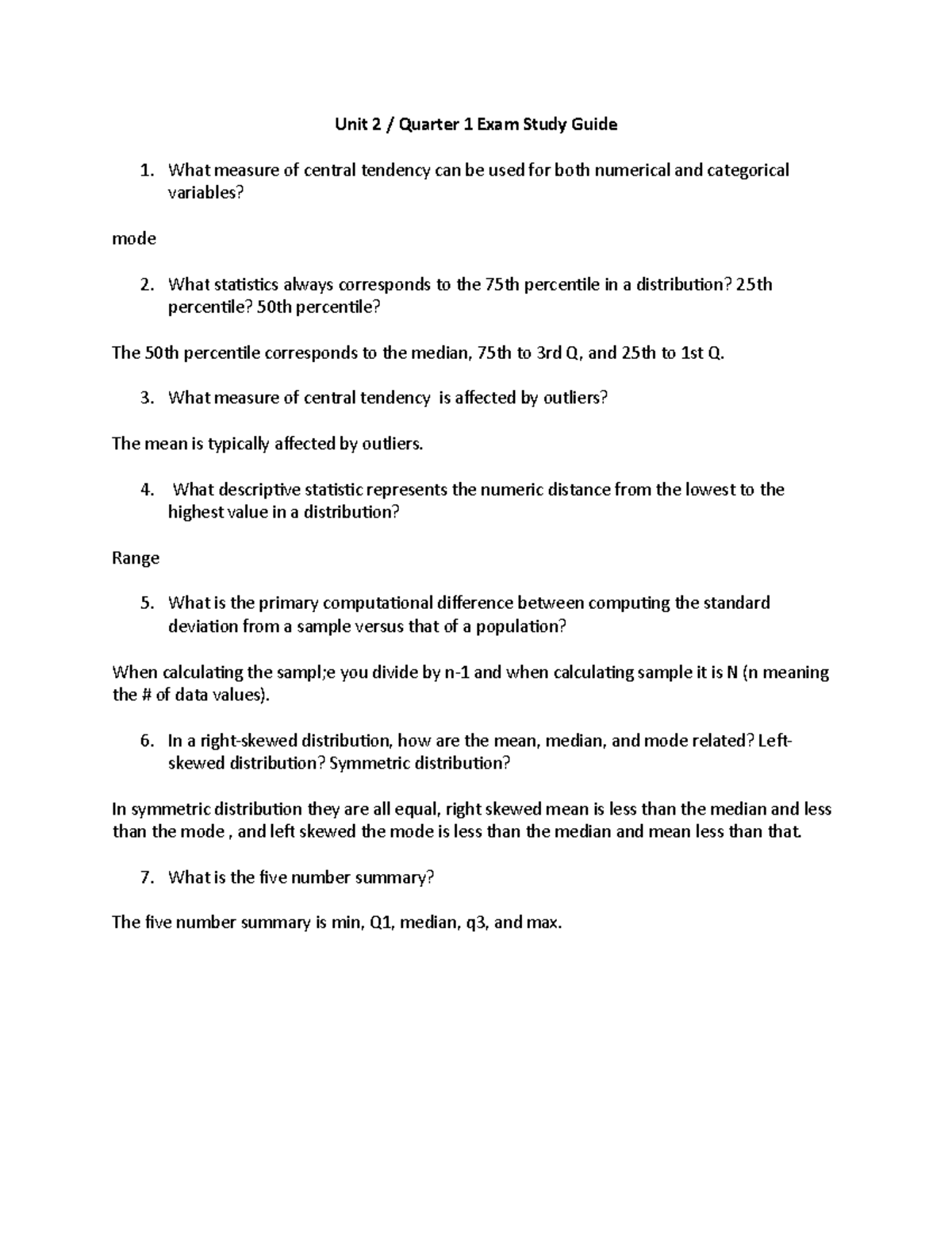 Ashlee Jackson - Q1 Exam Study Guide (Unit 2) - Unit 2 / Quarter 1 Exam ...