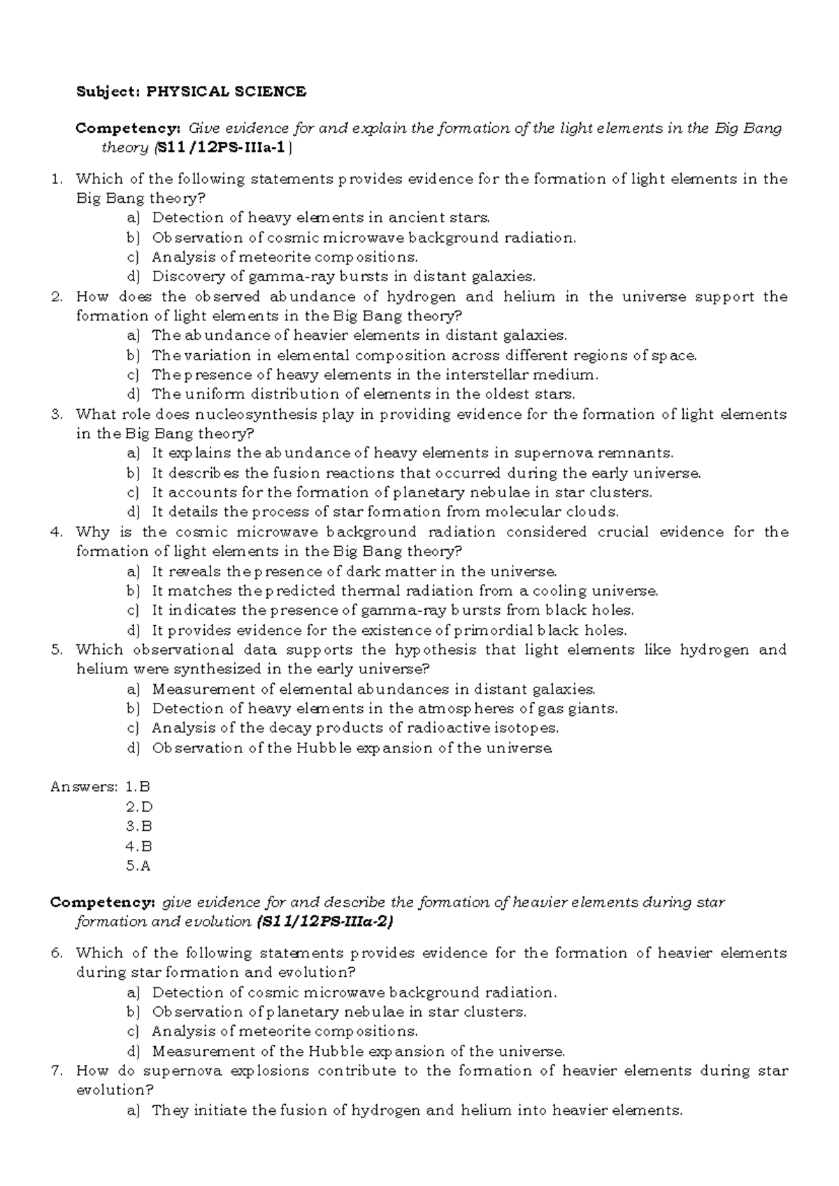 DRR Physical Science - for high school students - Subject: PHYSICAL ...