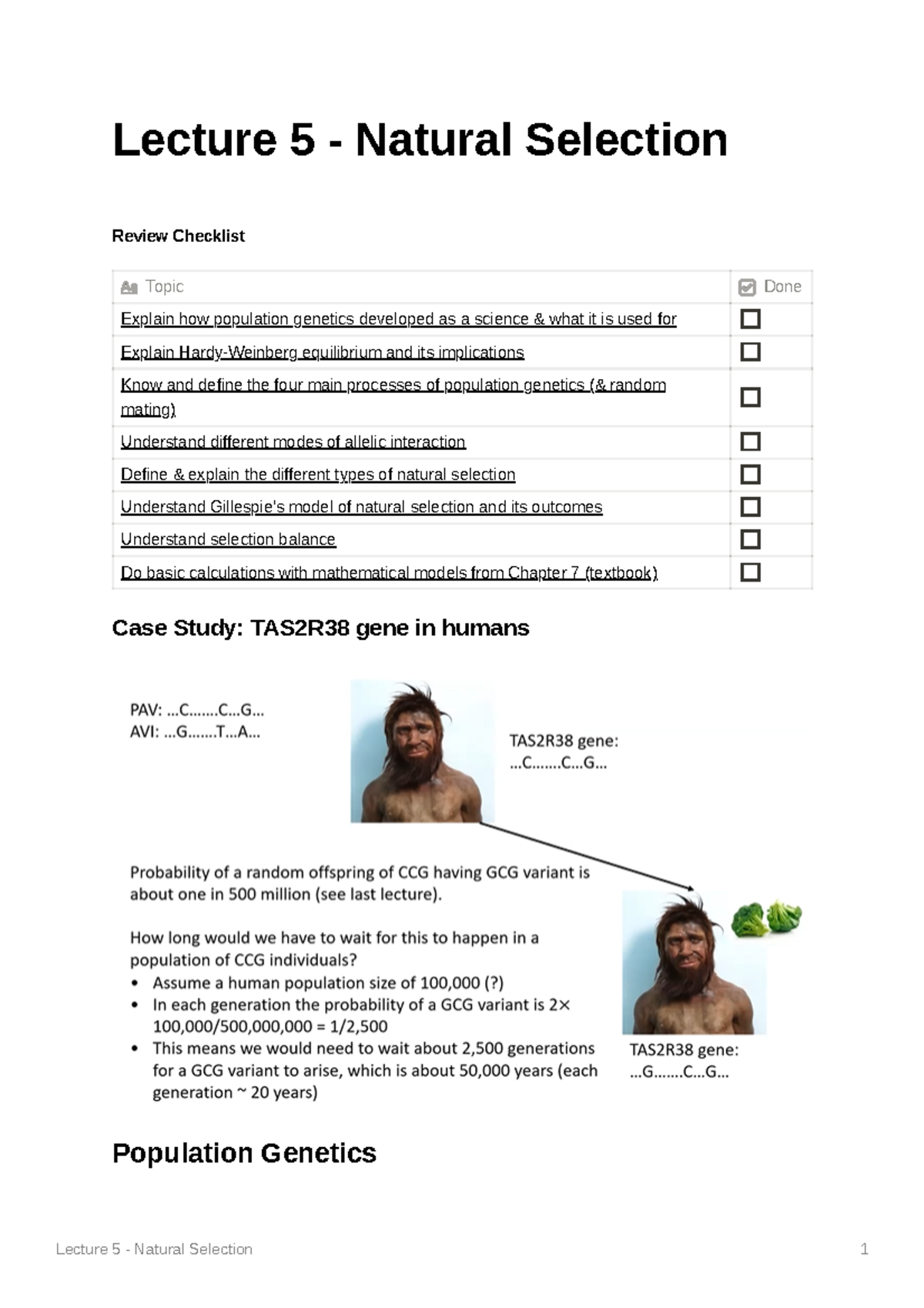 Lecture 5 - Natural Selection - Lecture 5 - Natural Selection Review ...