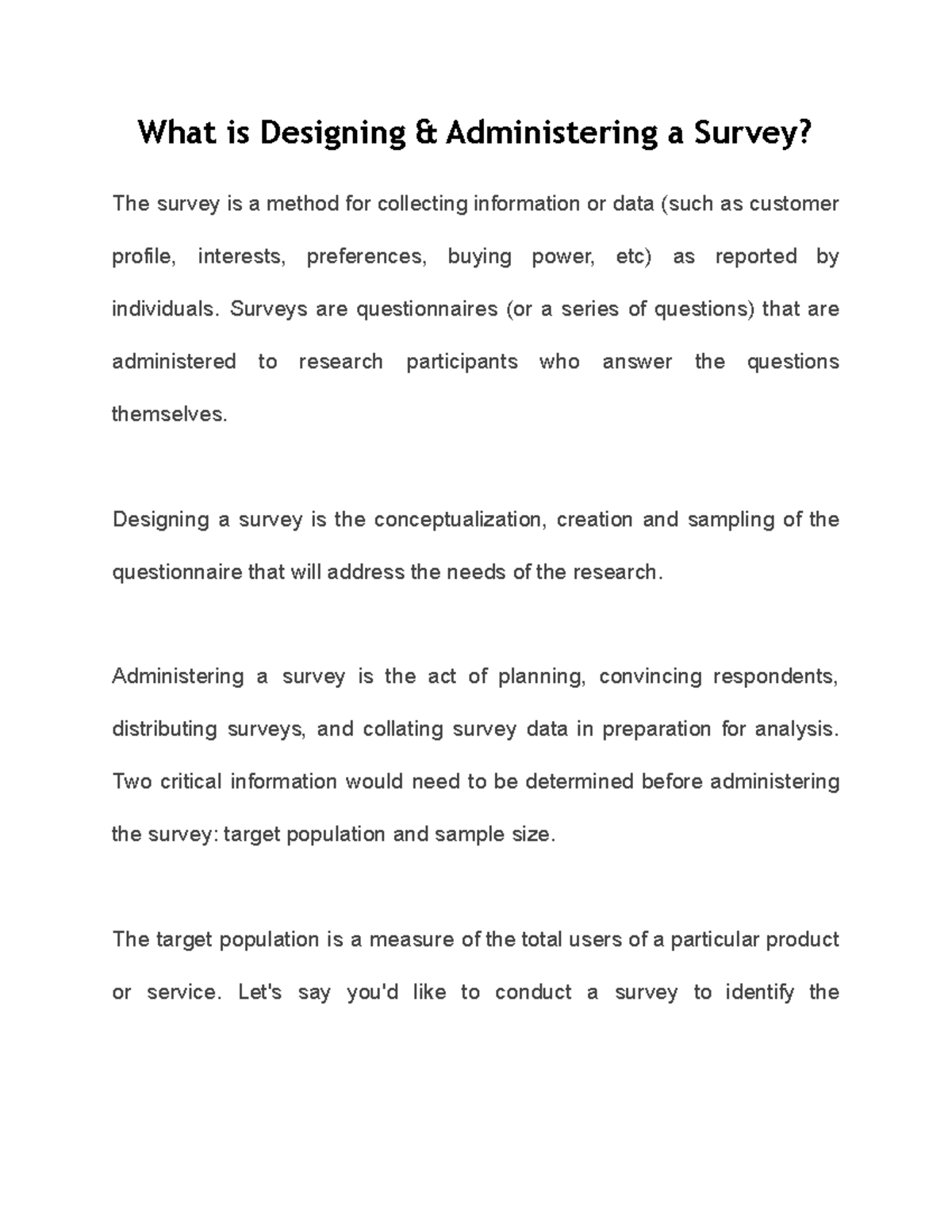 Designing a Survey - What is Designing & Administering a Survey? The ...