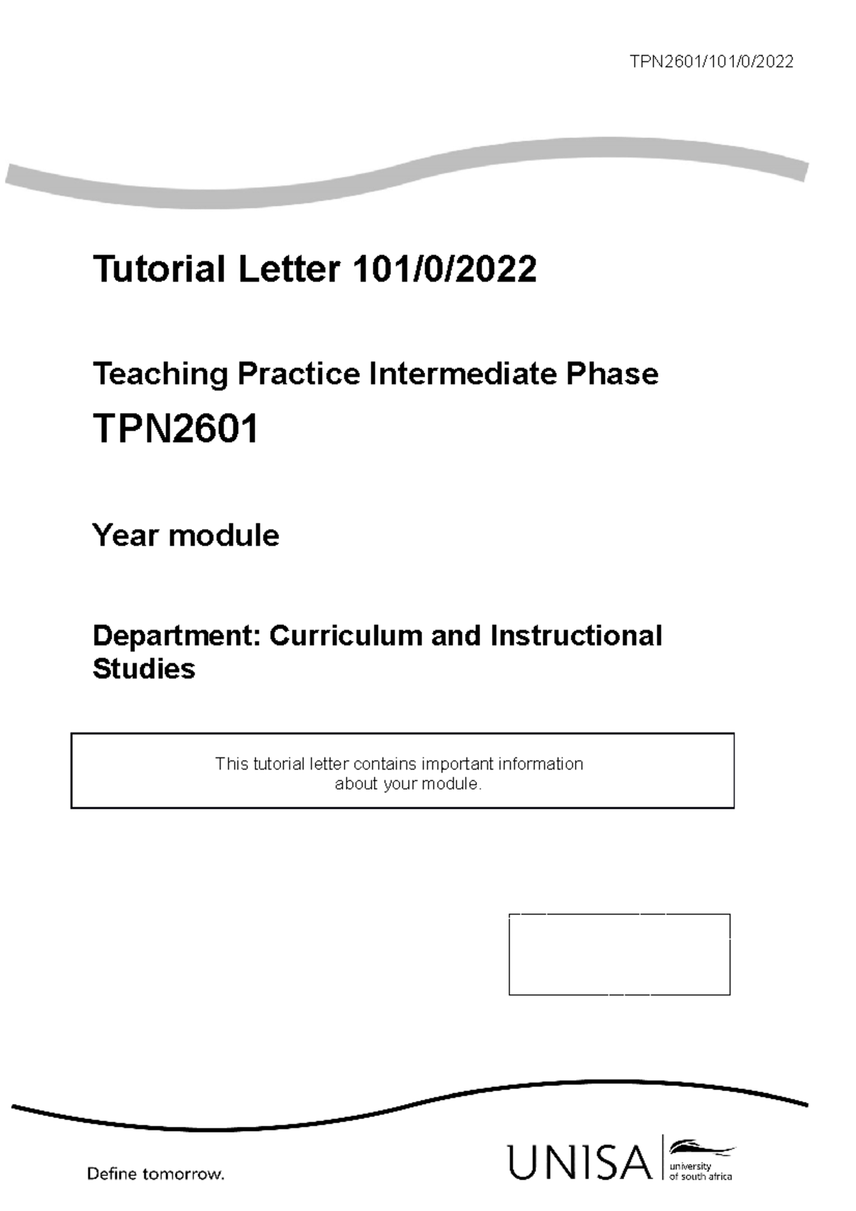 TPN2601 2022 TL 101 0 B - Notes for Assignment 3 - TPN2601/101/0 ...