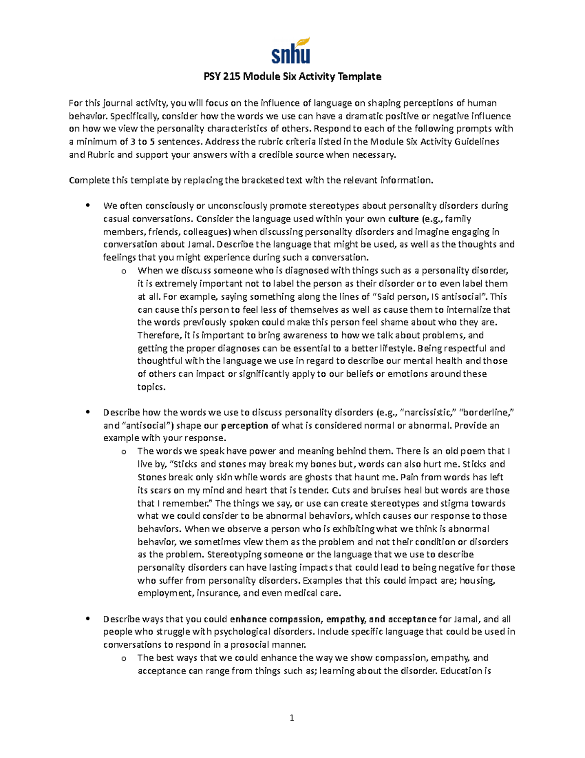 PSY 215 Module Six Activity Josie Roderick - PSY 215 Module Six ...