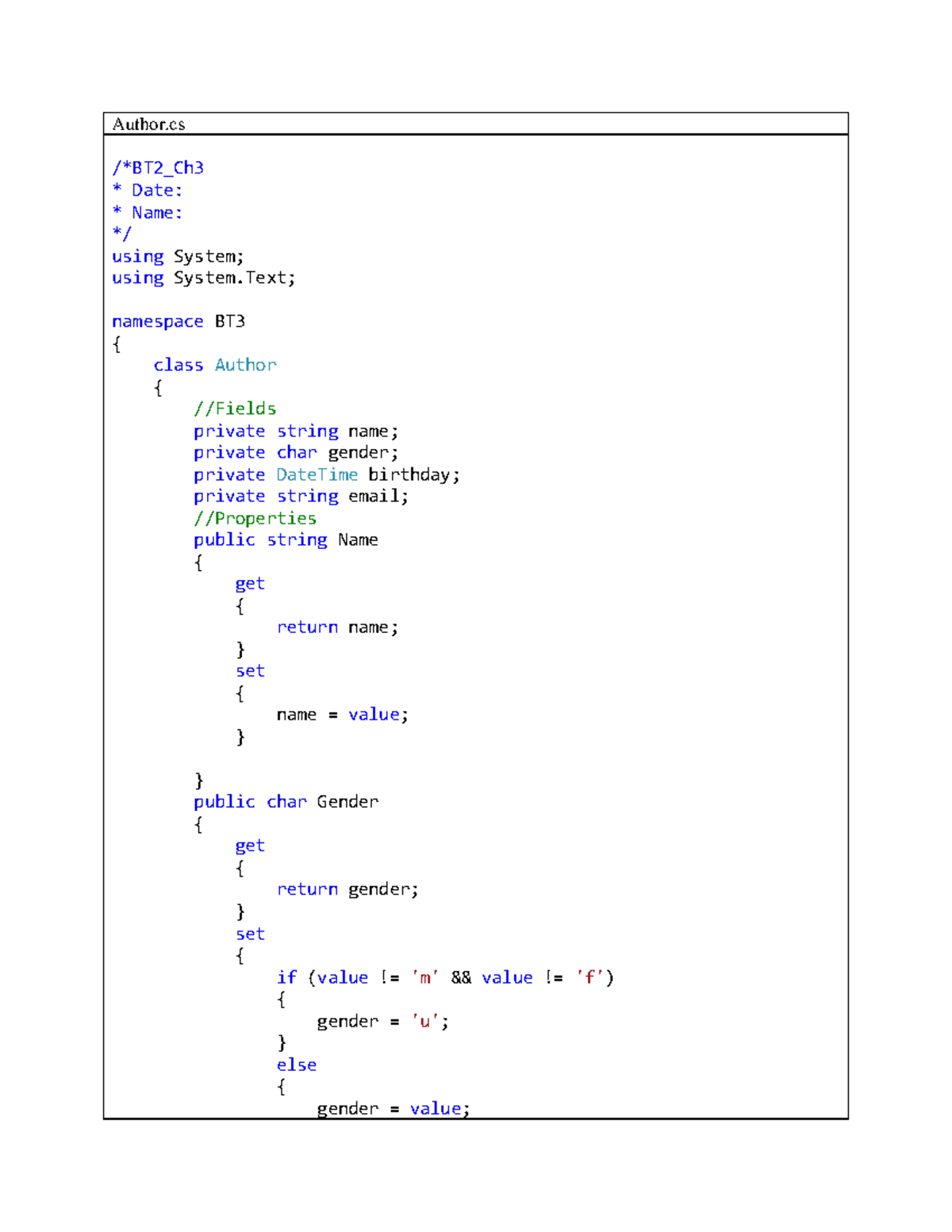 Suabai - sửa bài tập c# - Author /*BT2_Ch Date: Name: */ using System ...