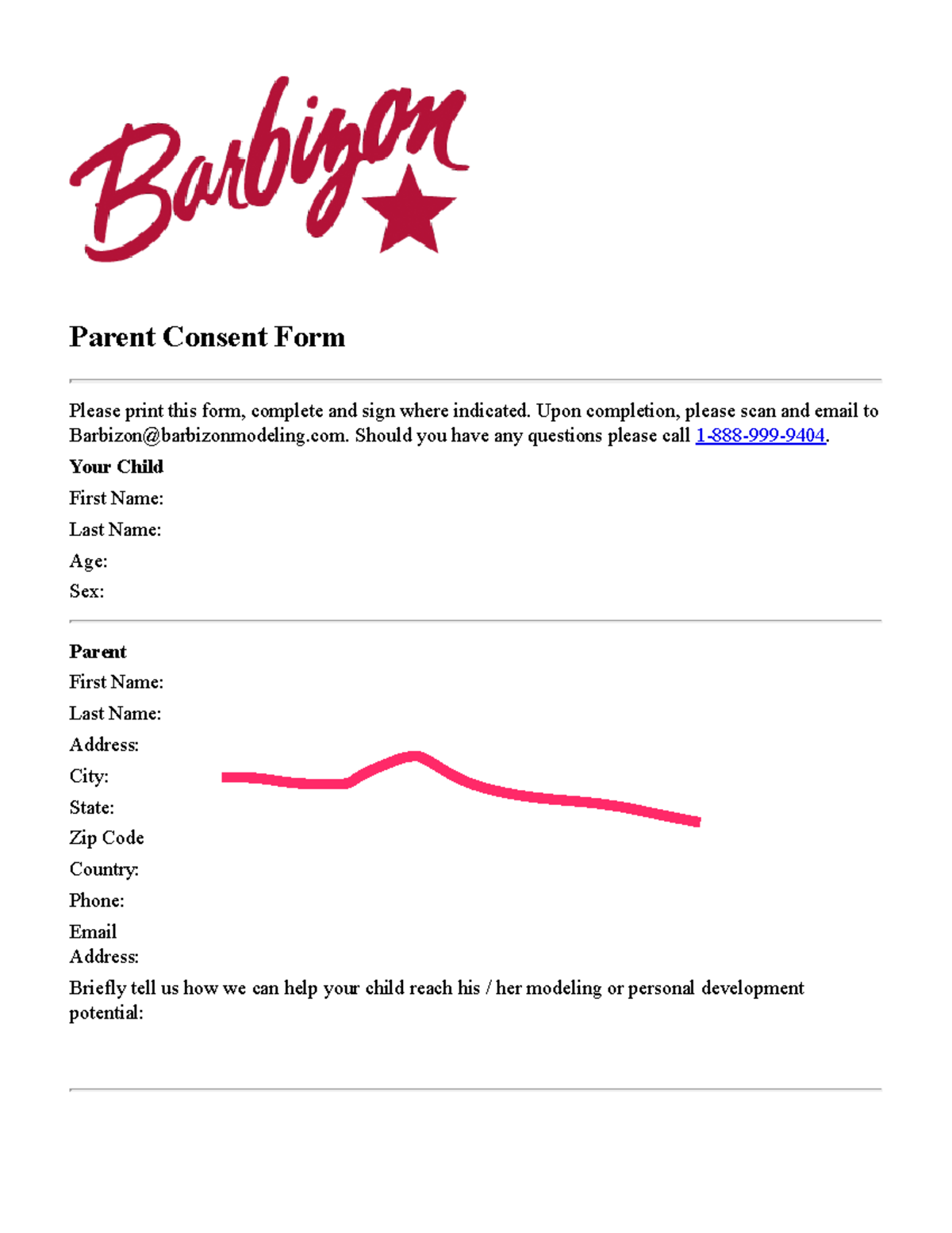 Barbizon Modeling and Acting Center - MATH243 - Parent Consent Form ...