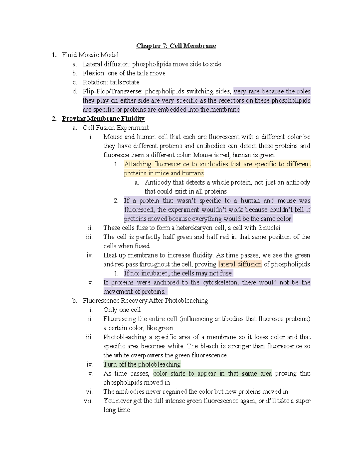Chapter 7 Cell Membrane - BIO100 - Hunter College - Studocu