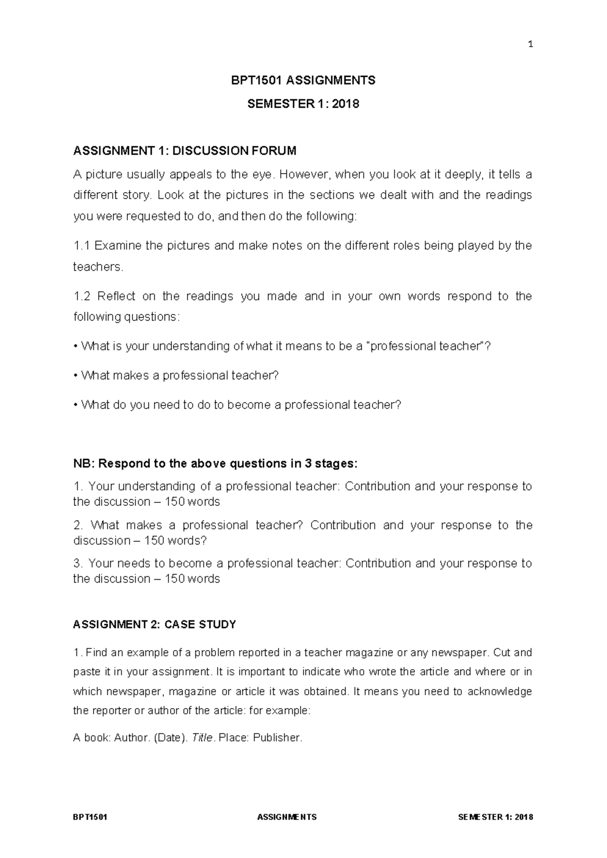 BPT1501 Semester 1 Assignments-2018-1 342 - BPT1501 ASSIGNMENTS ...
