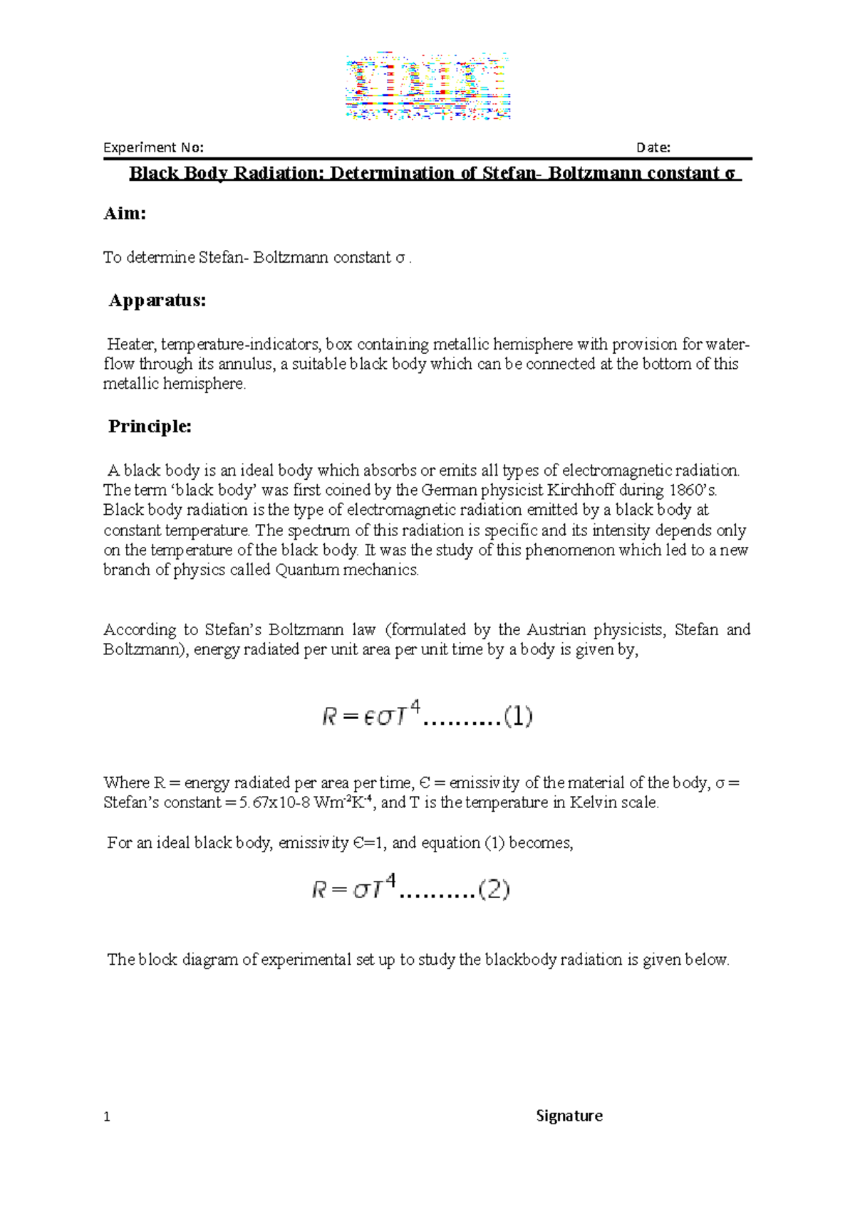 3.Black Body Radiation- Format - Black Body Radiation: Determination of ...