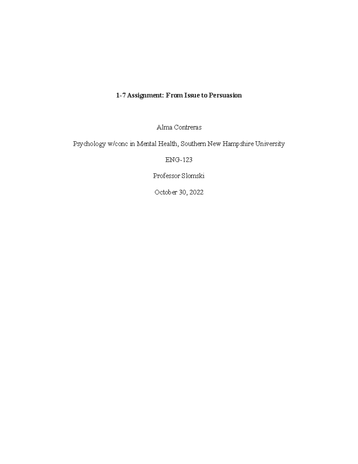 From Issue to Persuasion - The two issues you will read about will have ...