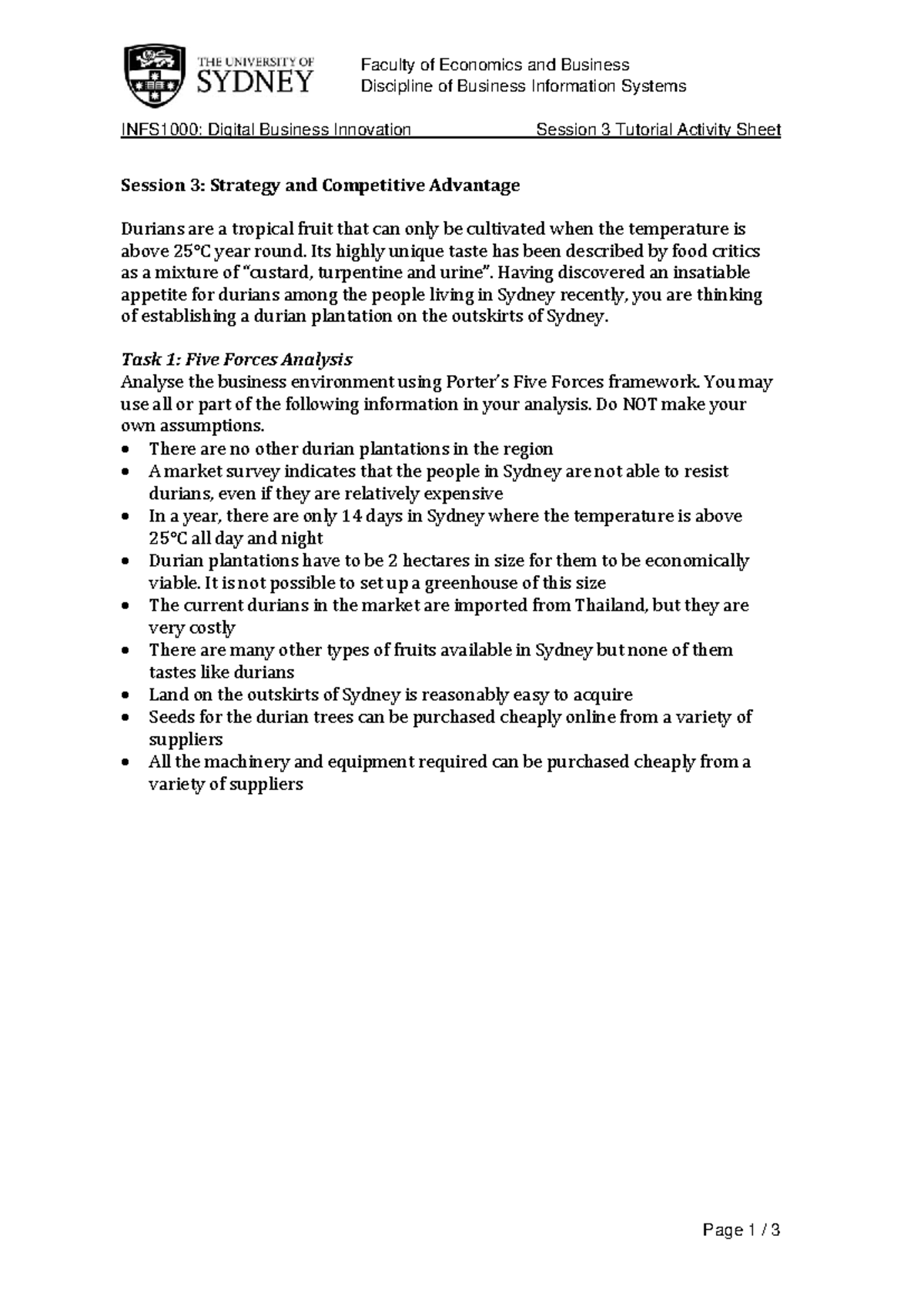 Session 3 Tut - Strategy and Competitive Advantage - Faculty of ...
