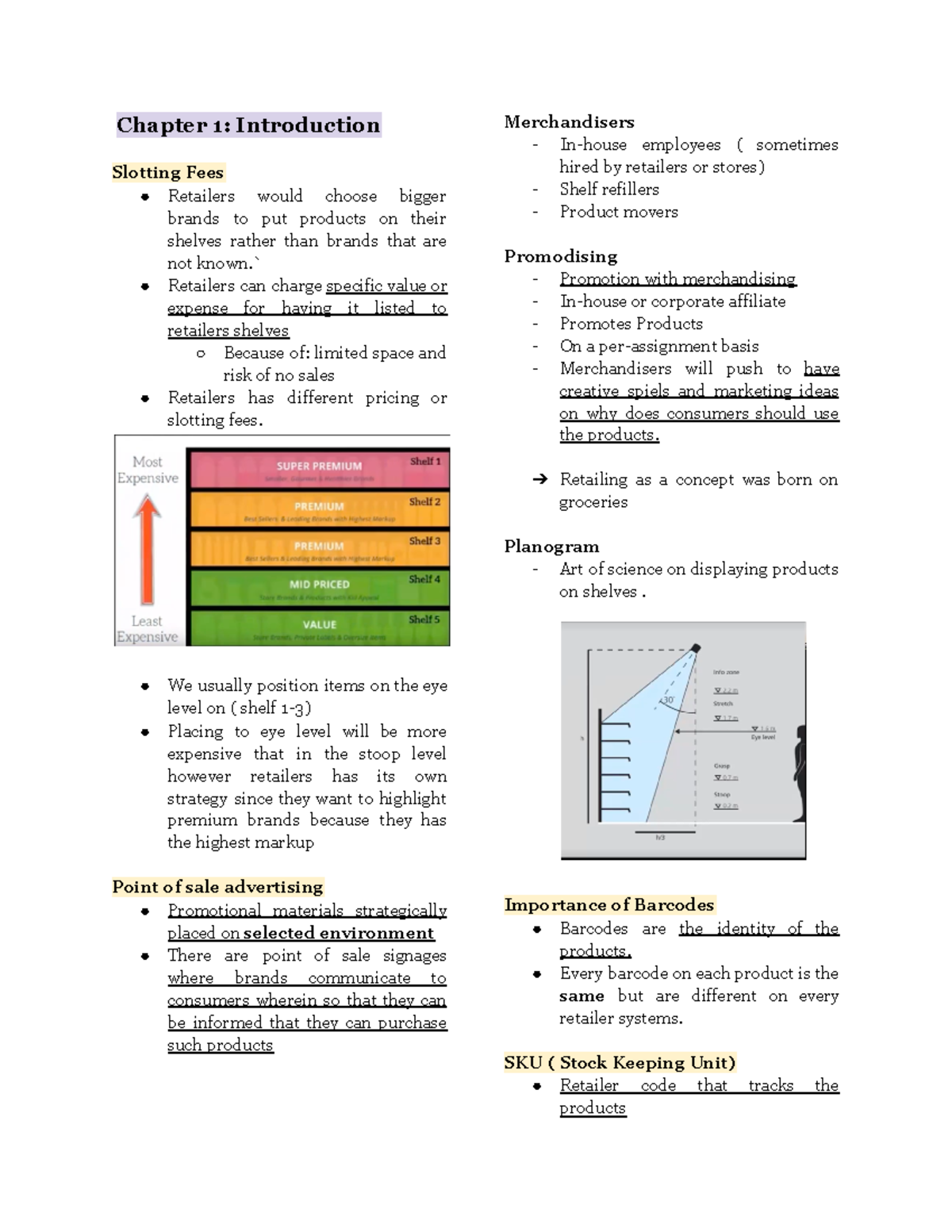 RETAIL MARKETING CGAPTER 1 NOTES - Chapter 1: Introduction Slotting ...