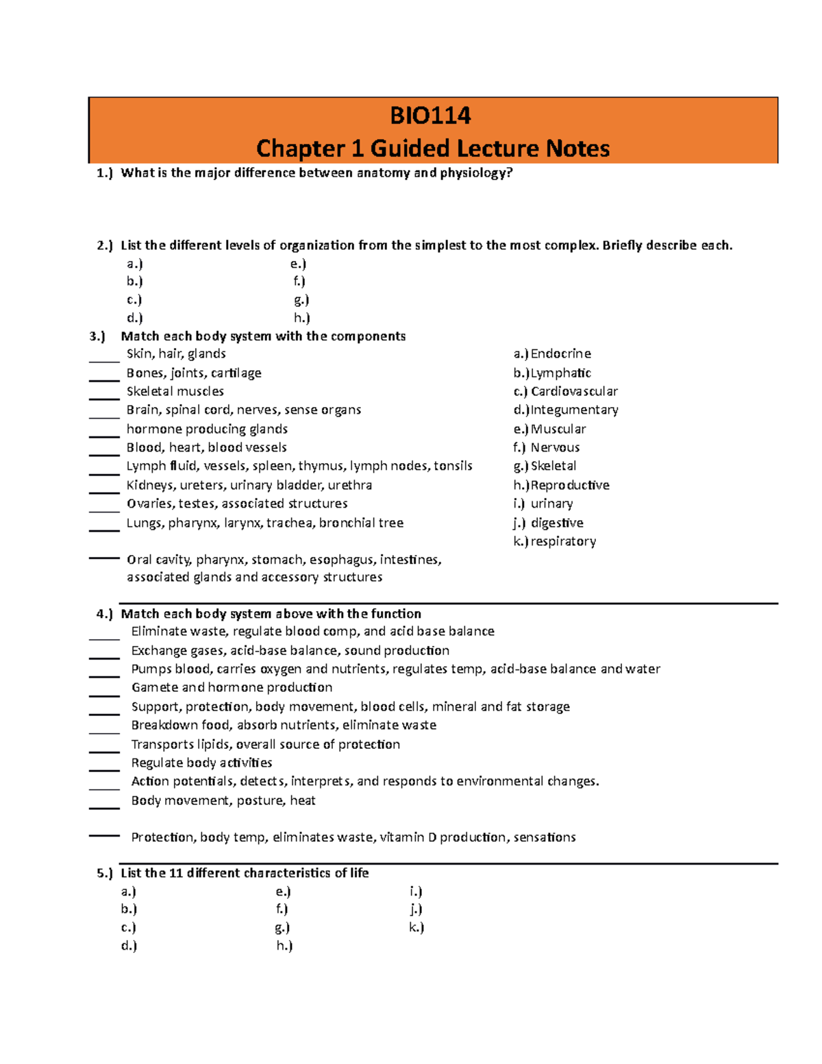 Chapter 1 Guided Lecture (Student) - BIO Chapter 1 Guided Lecture Notes ...
