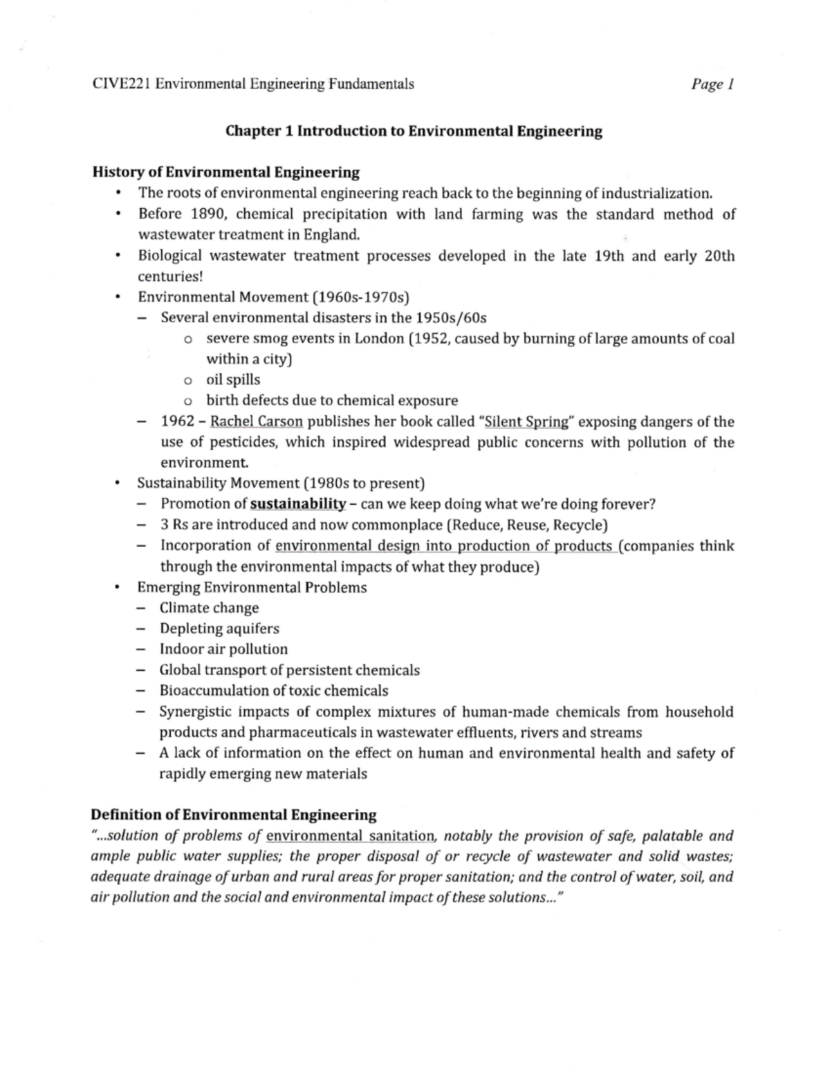 Chapter 1 - CM22 | Environmental Engineering Fundamentals Page I ...