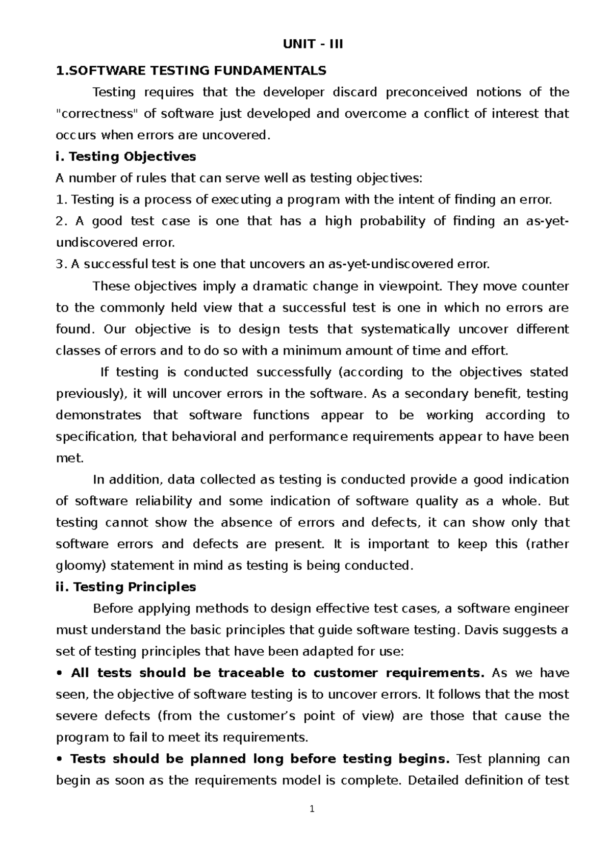 Software project management unit 3 - UNIT - III 1 TESTING FUNDAMENTALS ...