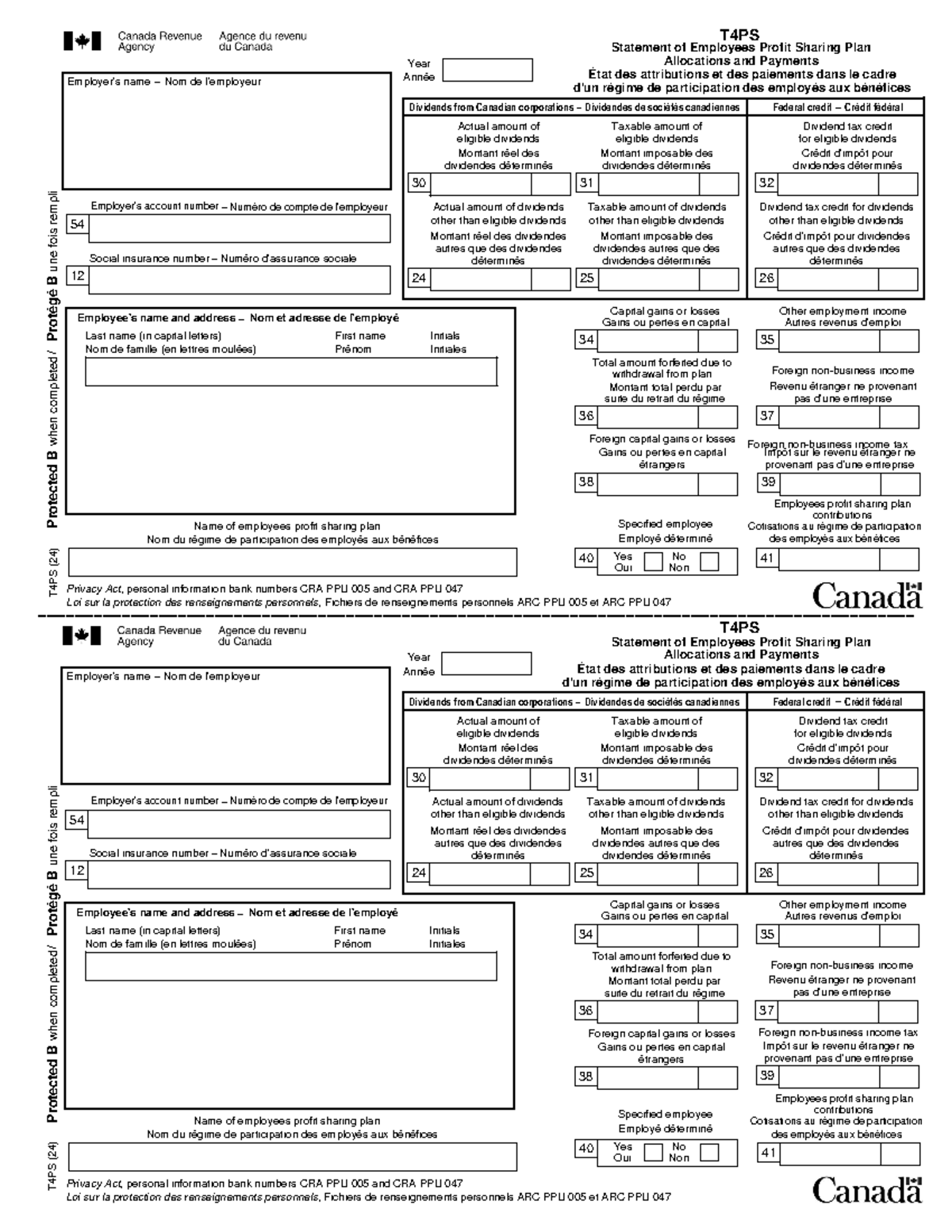 T4ps-24b - Form - Year Année T4PS Statement of Employees Profit Sharing ...