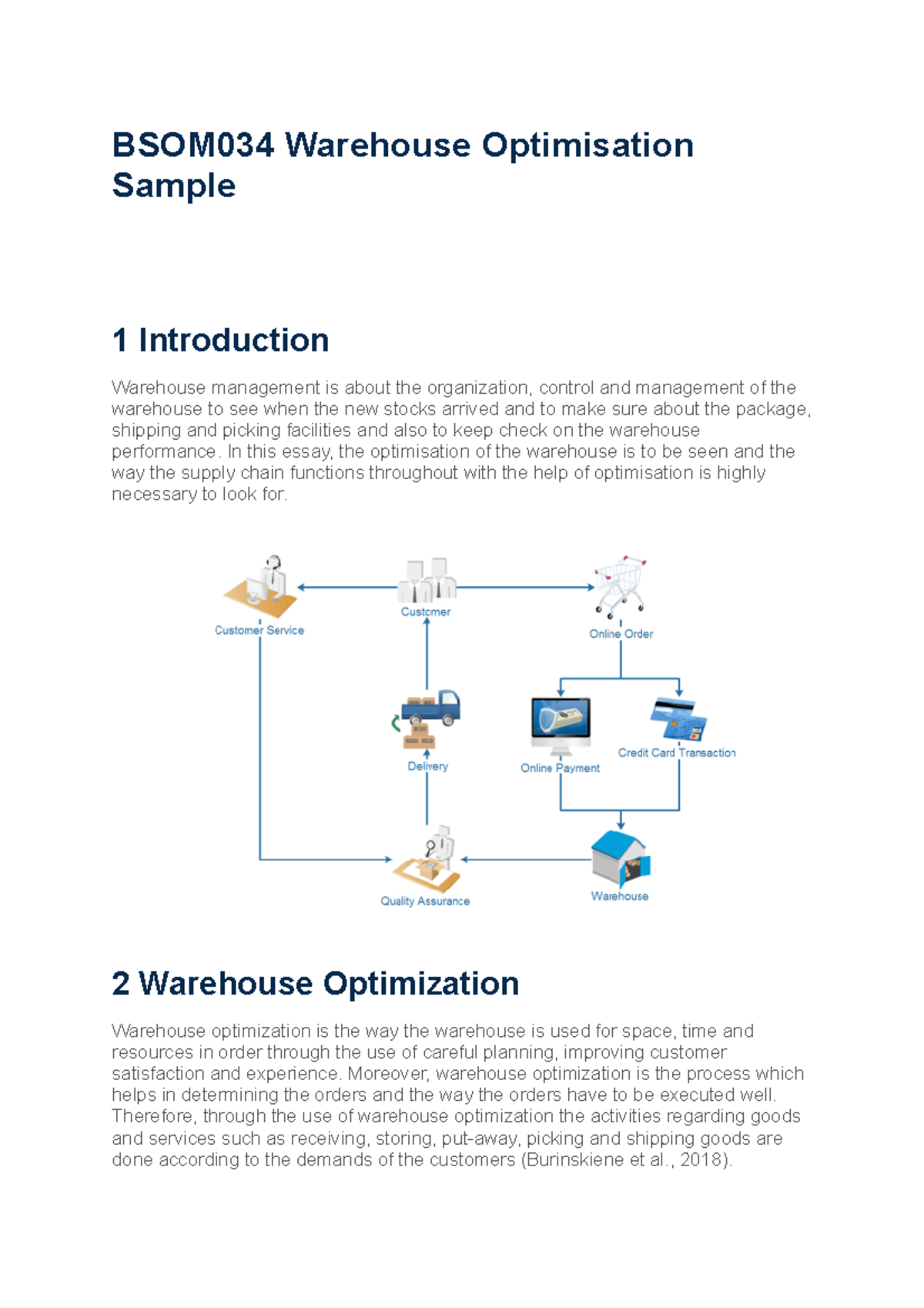 BSOM034 Warehouse Optimisation Sample - BSOM034 Warehouse Optimisation Sample 1 Introduction ...