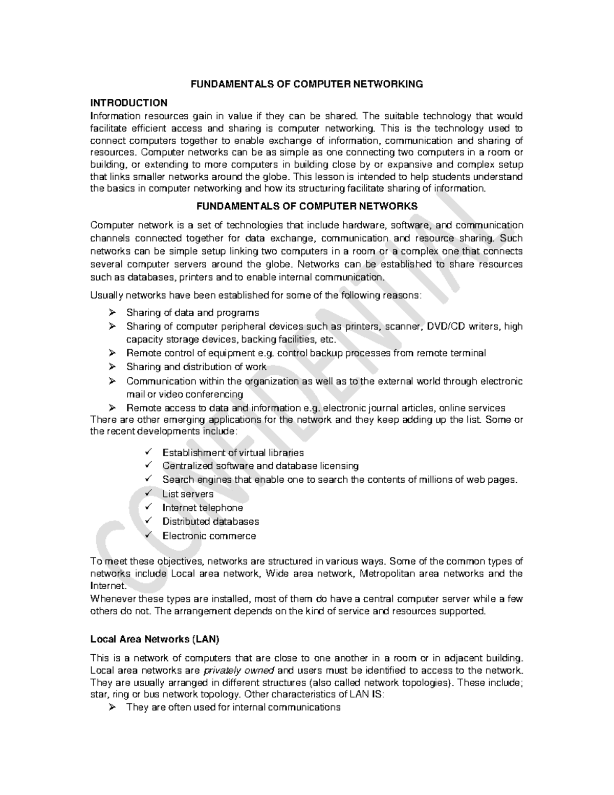 Computer Networking AND THE Internet - FUNDAMENTALS OF COMPUTER NETWORKING INTRODUCTION ...